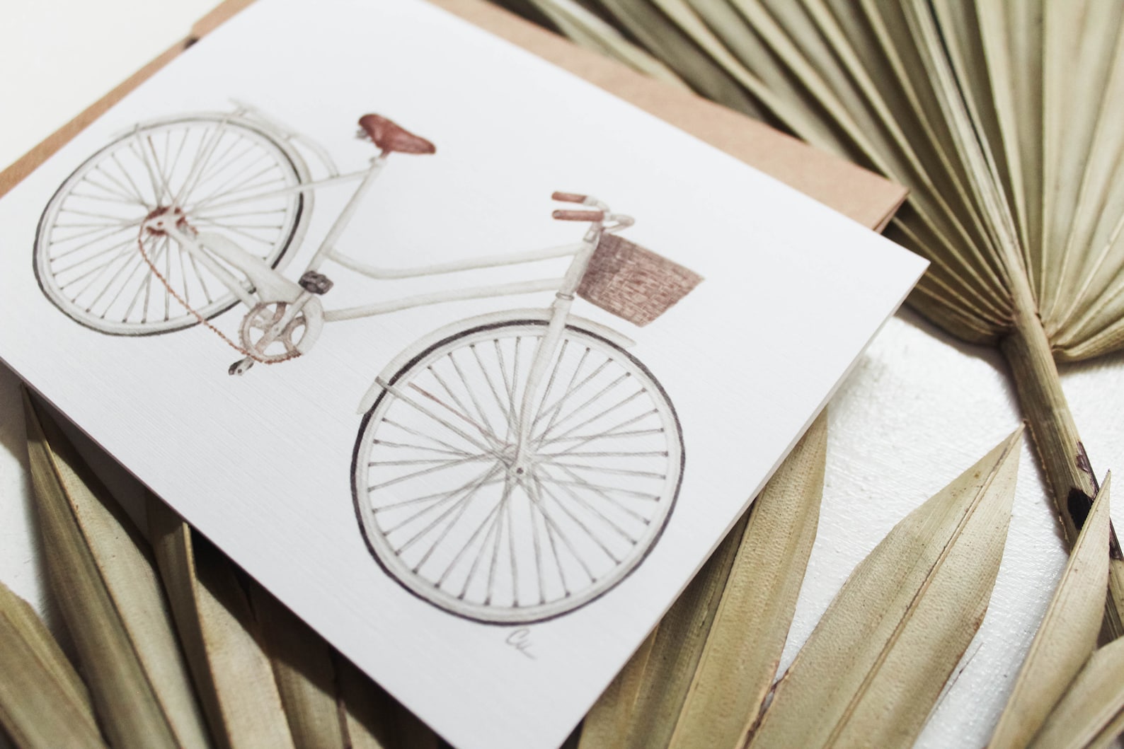 White Bike Card Cycling Card Bike Card Summer Summer - Etsy
