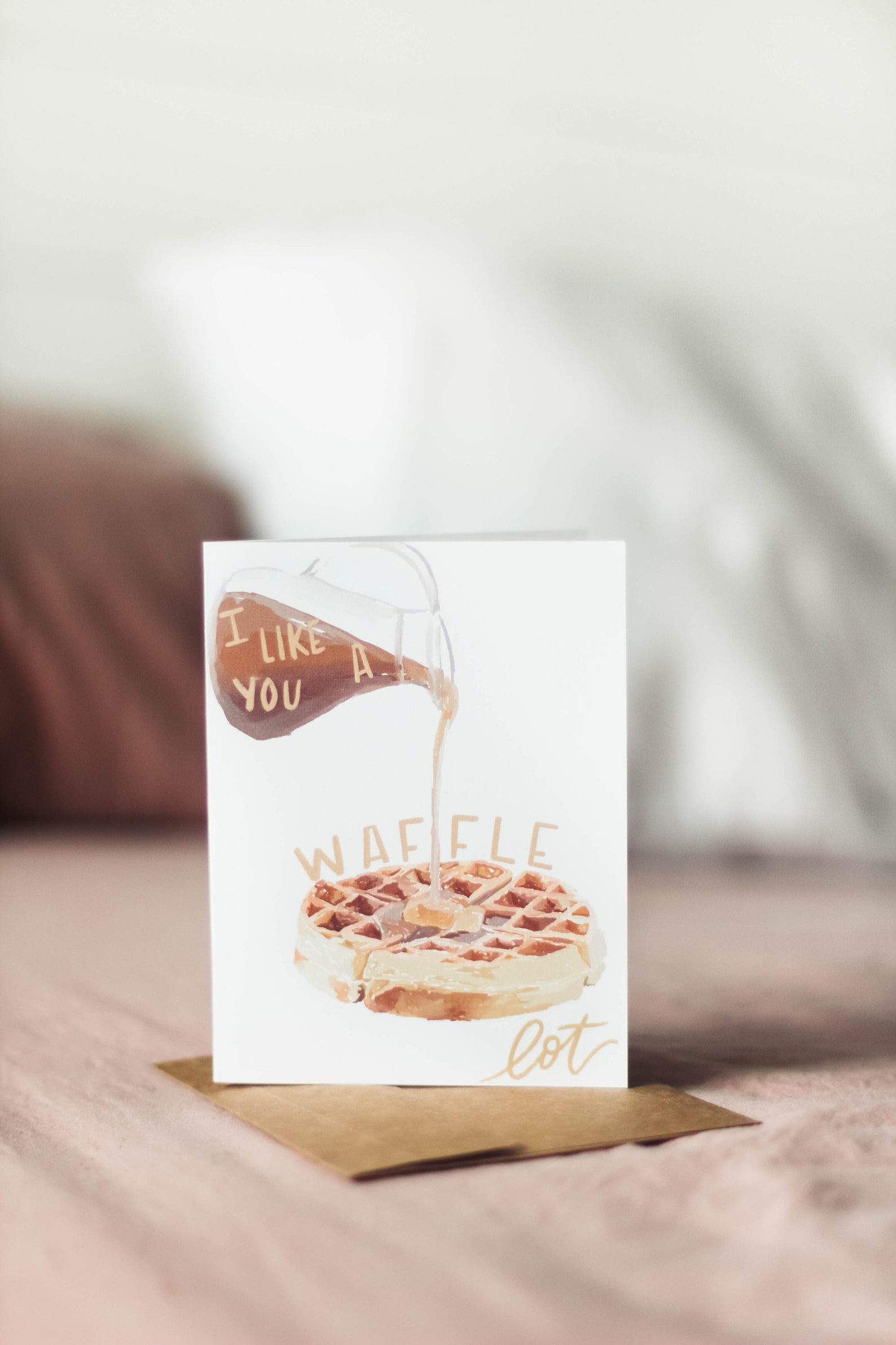 I Like You A Waffle Lot Card Waffle Card Watercolor Card | Etsy