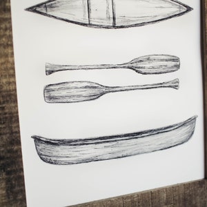 Canoe Print, Canoes, Mountain Decor, Camping, Paddles, Lake House Decor ...