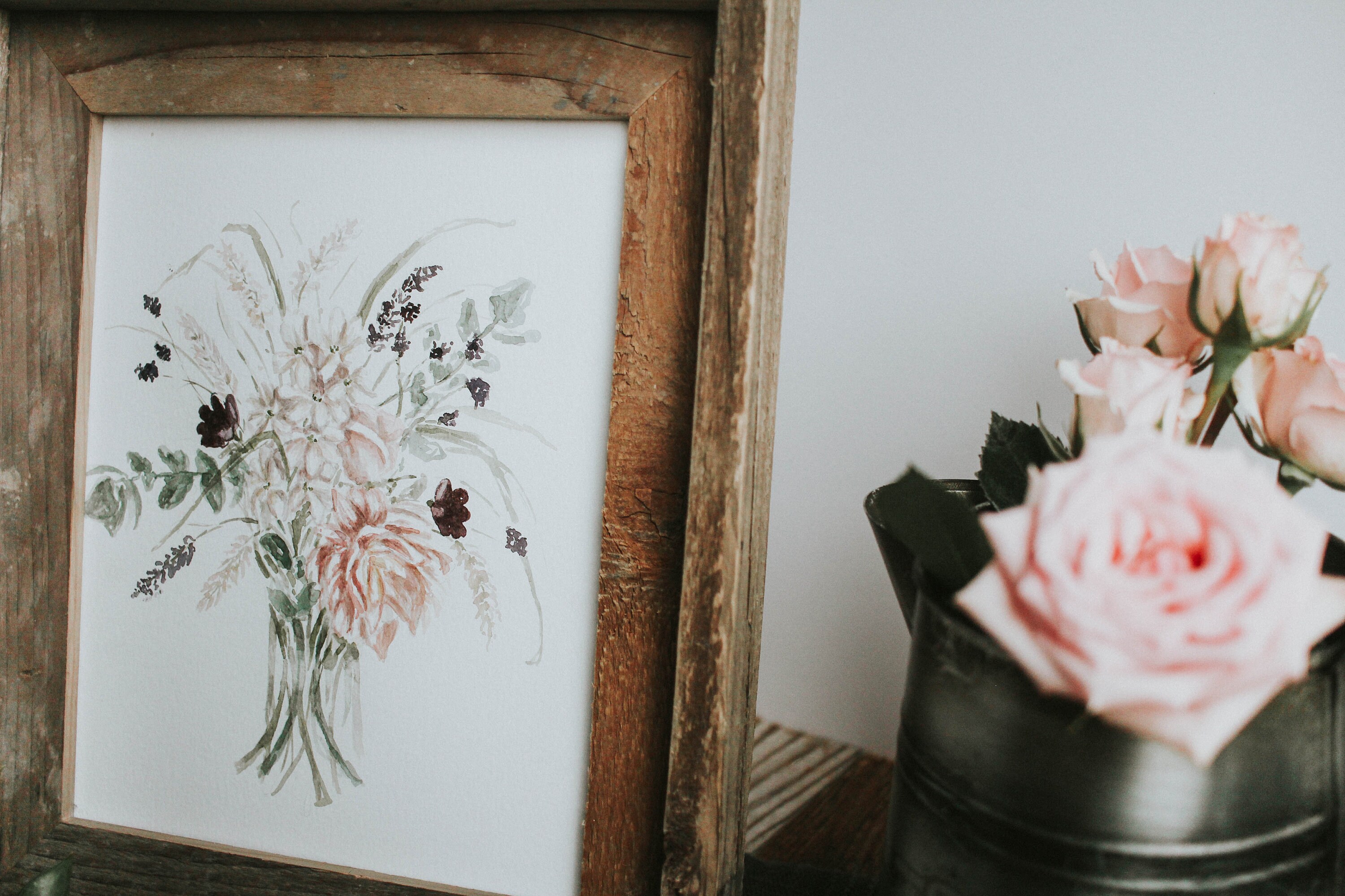 Watercolor Flower Print Spring Home Decor Bouquet - Etsy