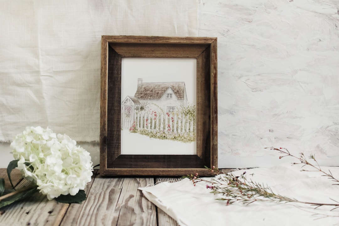 Flower House Print - Spring Art, House Print, Watercolor Flower House ...