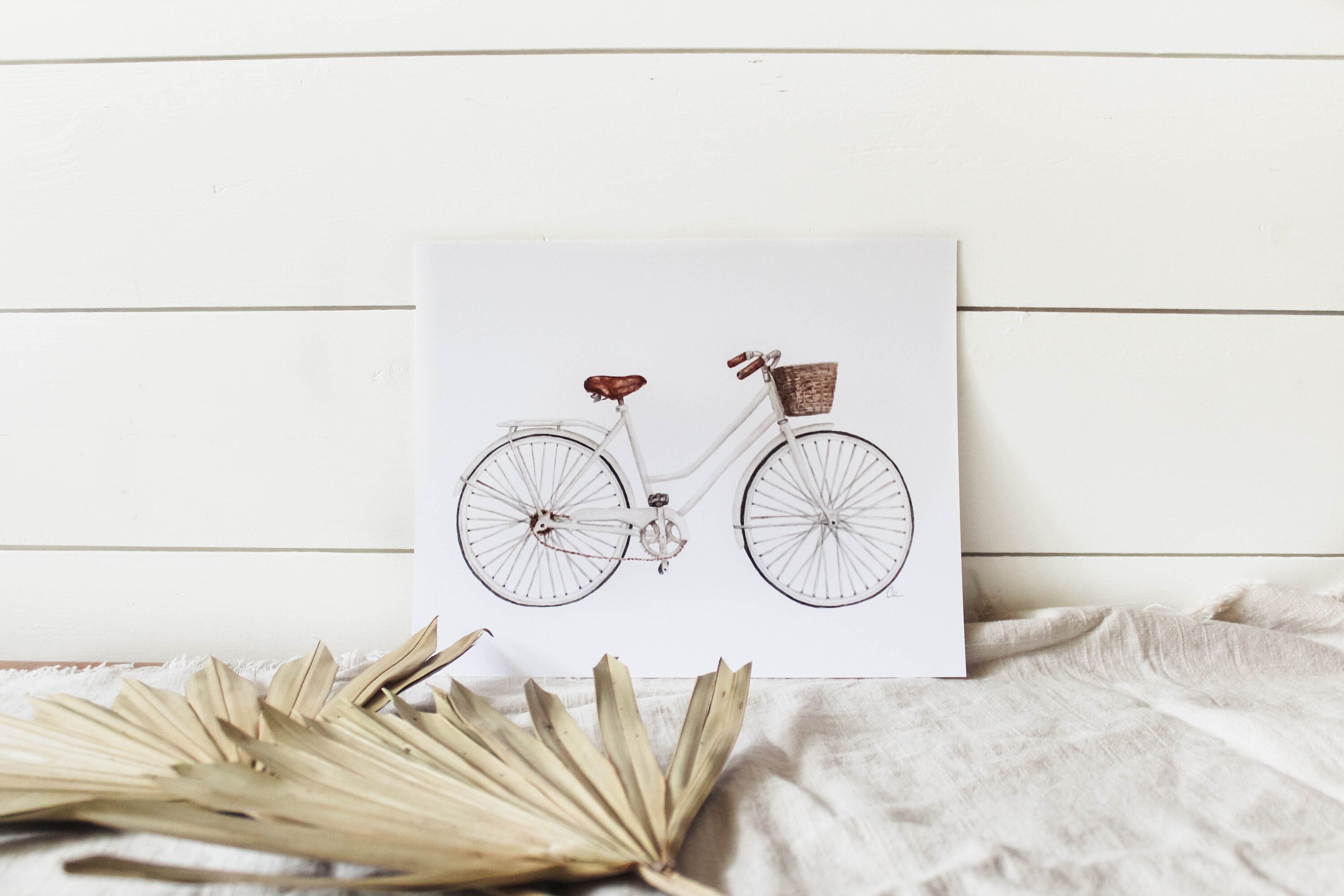 White Bike - Watercolor Print, Bike Print, Cycling Wall Art, Wall Art ...