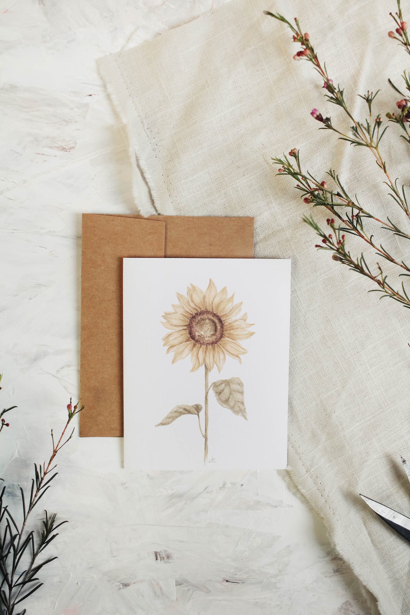 Sunflower Card Flower Flower Card Greeting Card Spring | Etsy