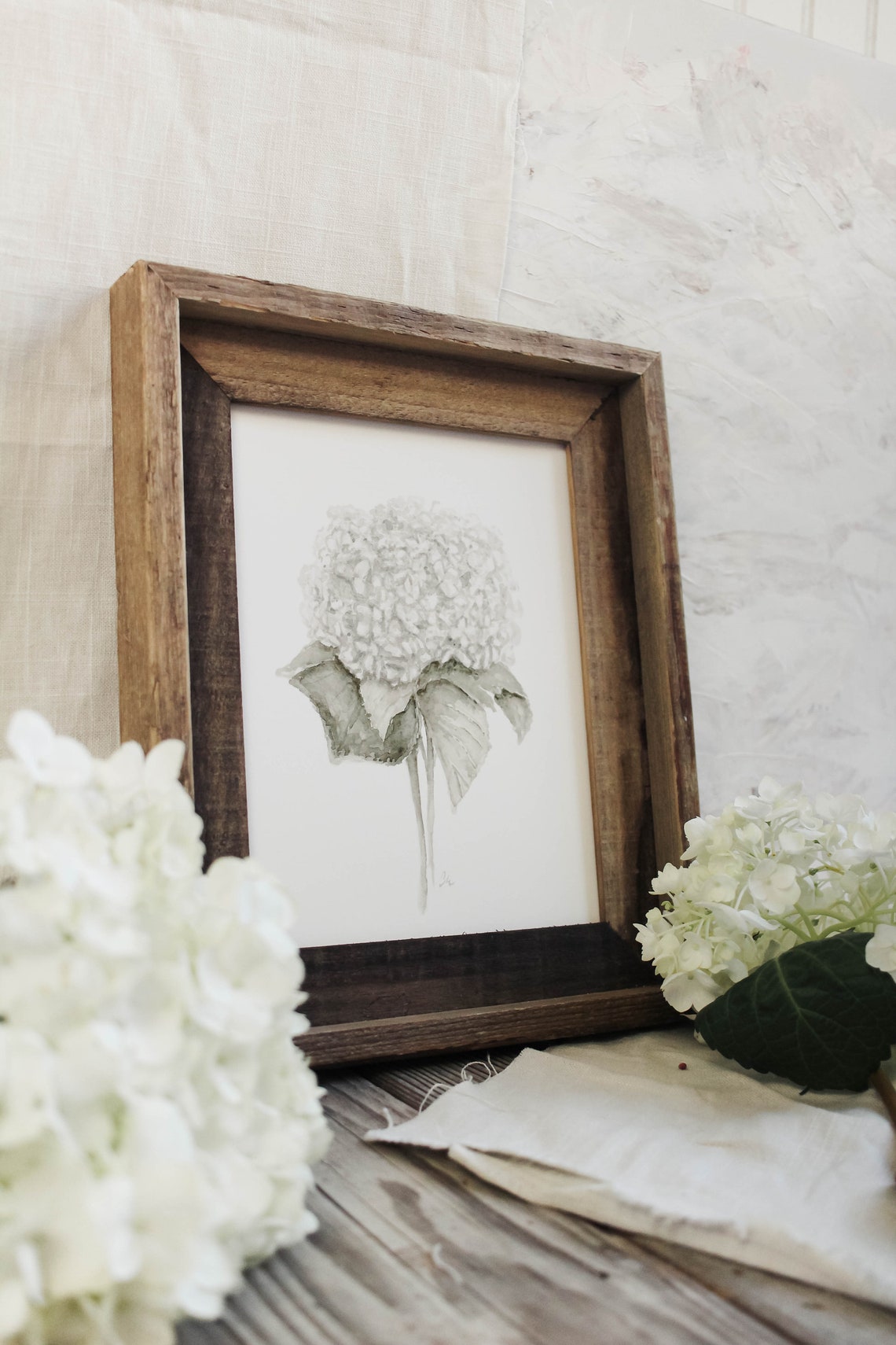 White Hydrangea Print - Watercolor Flower, Watercolor Hydrangea ...