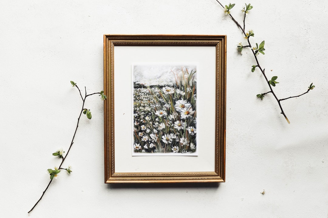 Daisy Field Print | Spring Decor, Pastel Painting, Daisies, Wildflowers ...