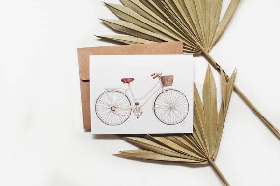 White Bike Card Cycling Card Bike Card Summer Summer - Etsy