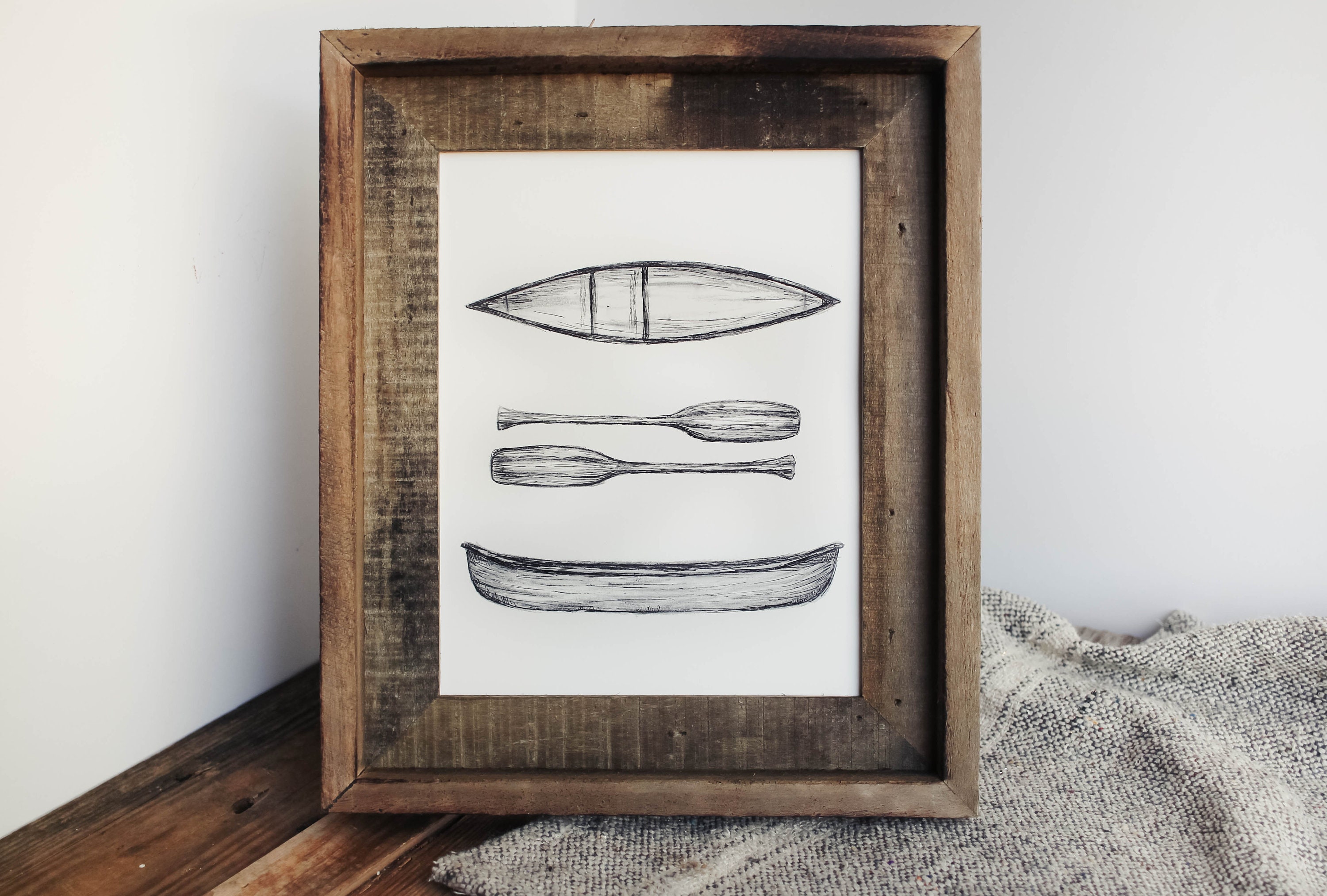 Canoe Print, Canoes, Mountain Decor, Camping, Paddles, Lake House Decor ...
