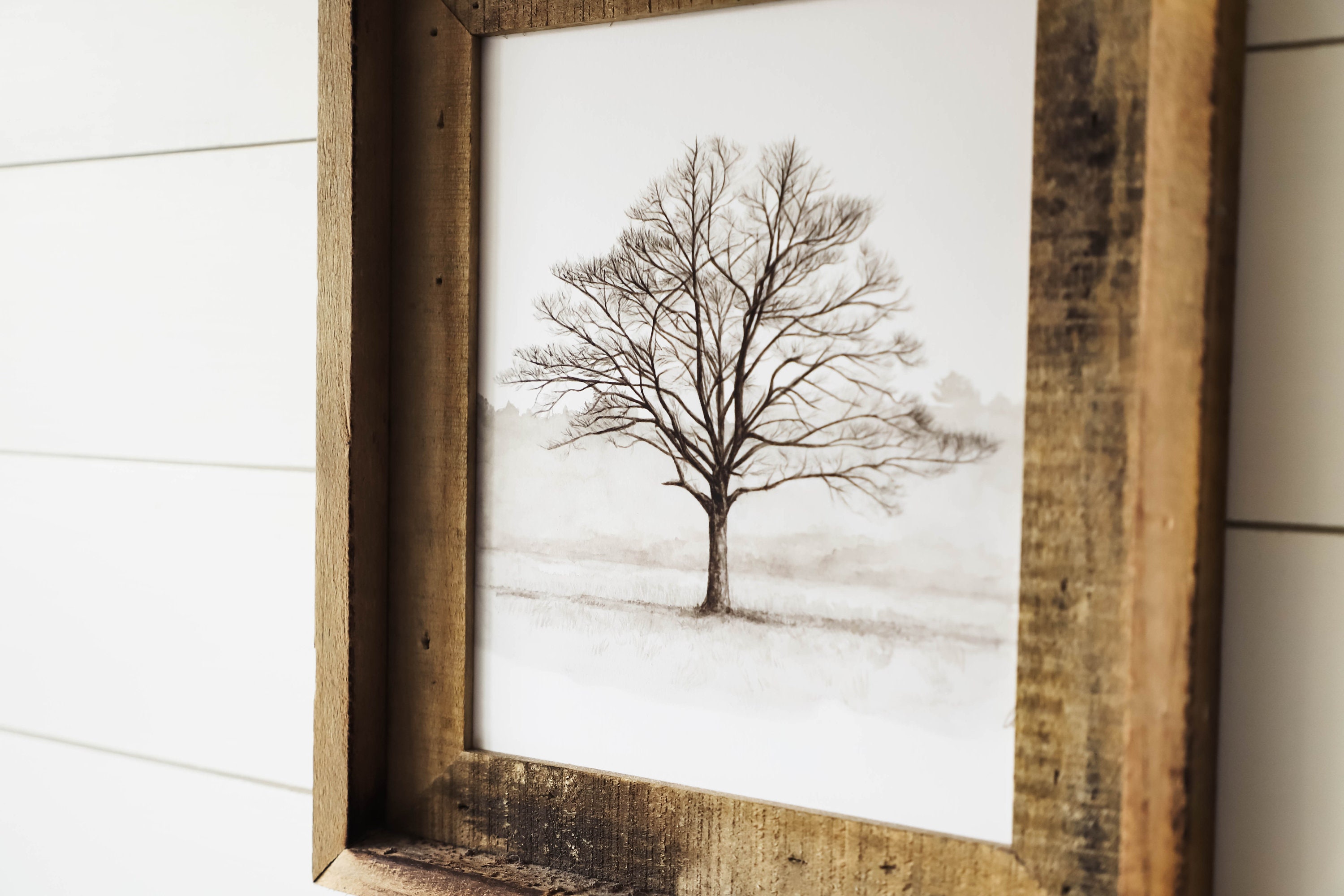 Oak Print Oak Tree Tree Print Sepia Minimalist Oak Tree - Etsy