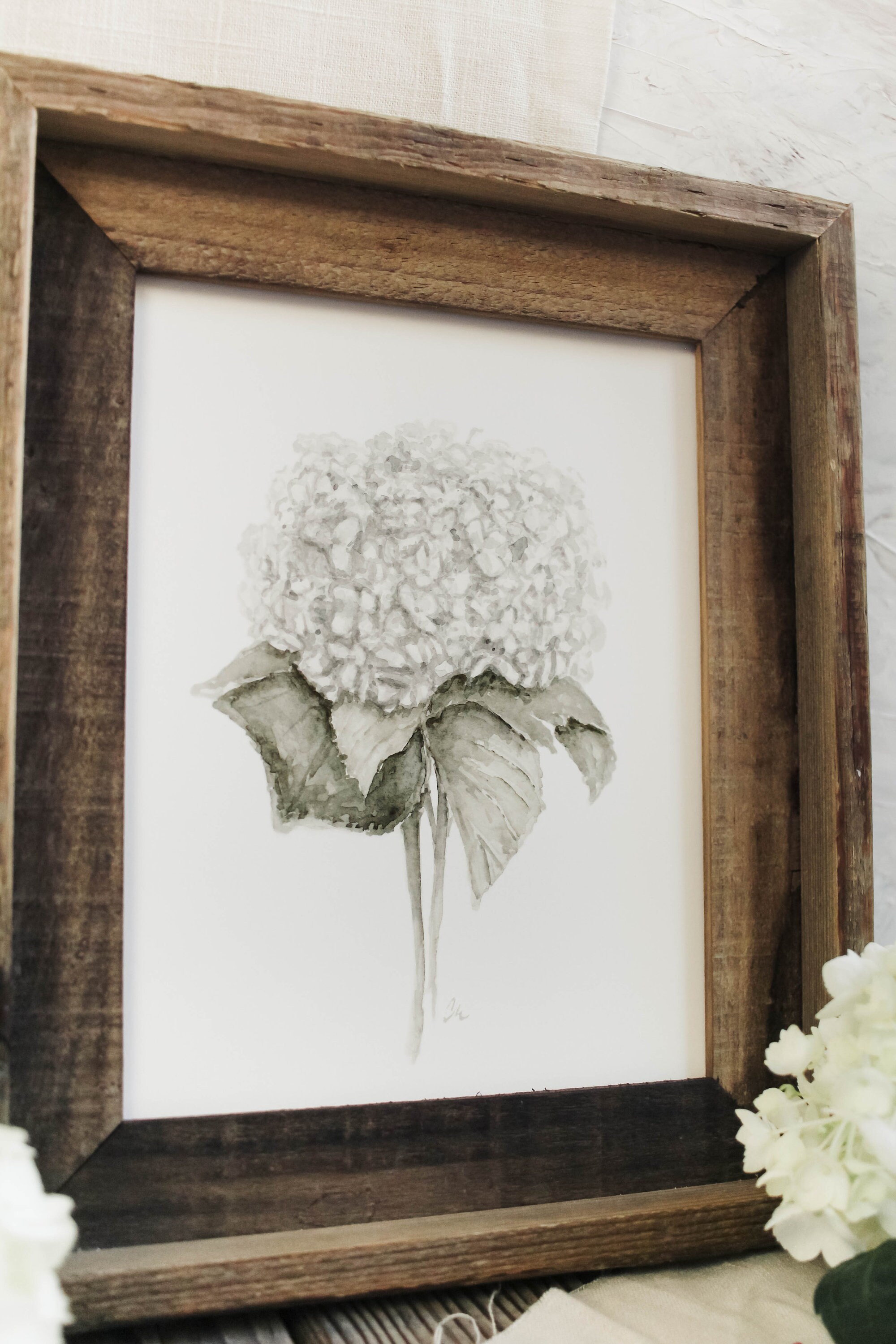 White Hydrangea Print - Watercolor Flower, Watercolor Hydrangea ...
