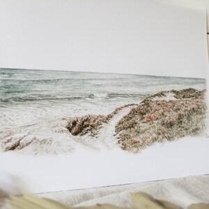 Santa Barbara Shoreside - Watercolor Beach, Home Decor, Ocean Art ...