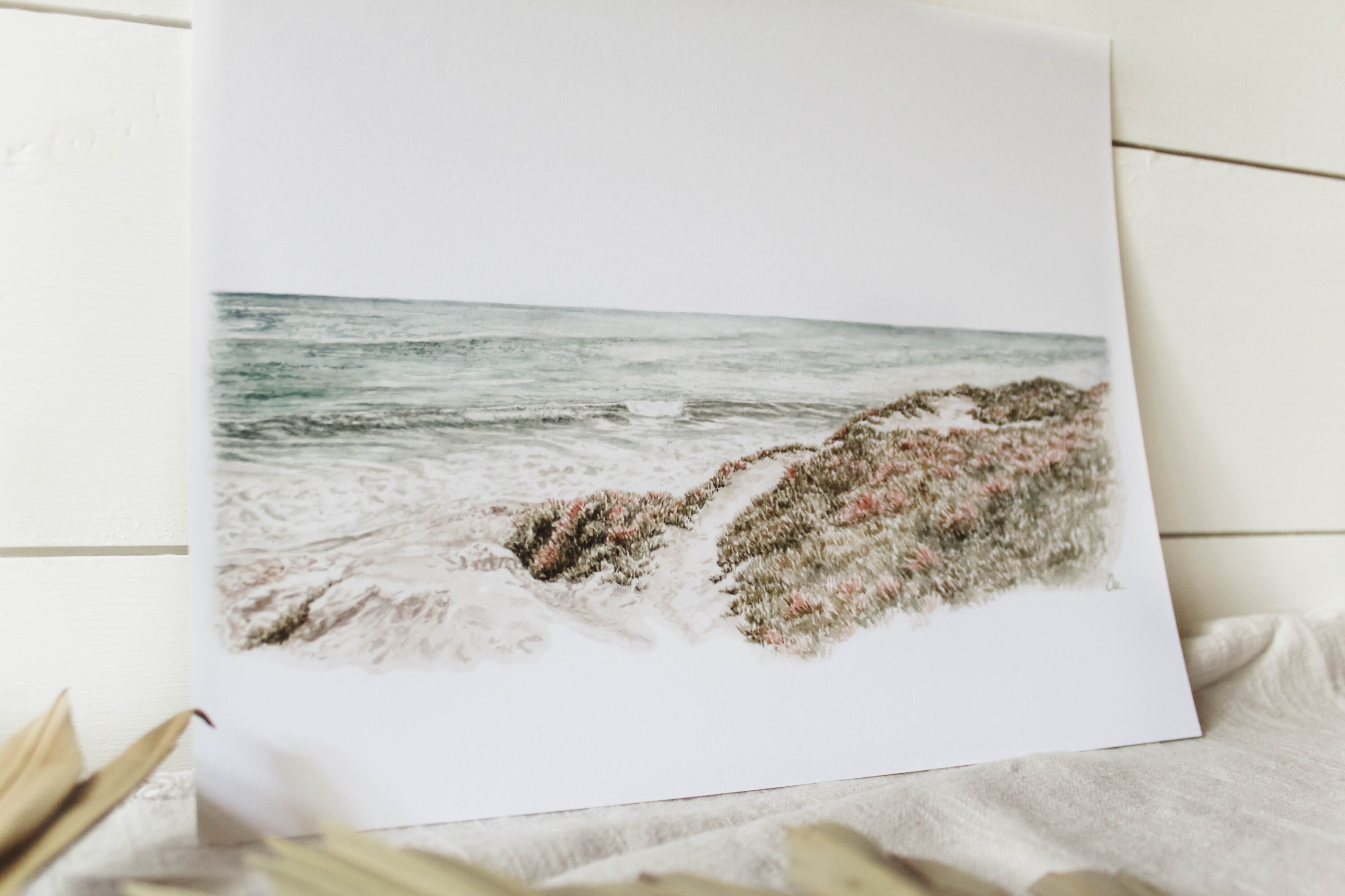 Santa Barbara Shoreside Watercolor Beach Home Decor Ocean - Etsy