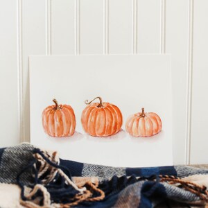 Three Pumpkins Print - Fall Print, Watercolor Pumpkin, Watercolor ...