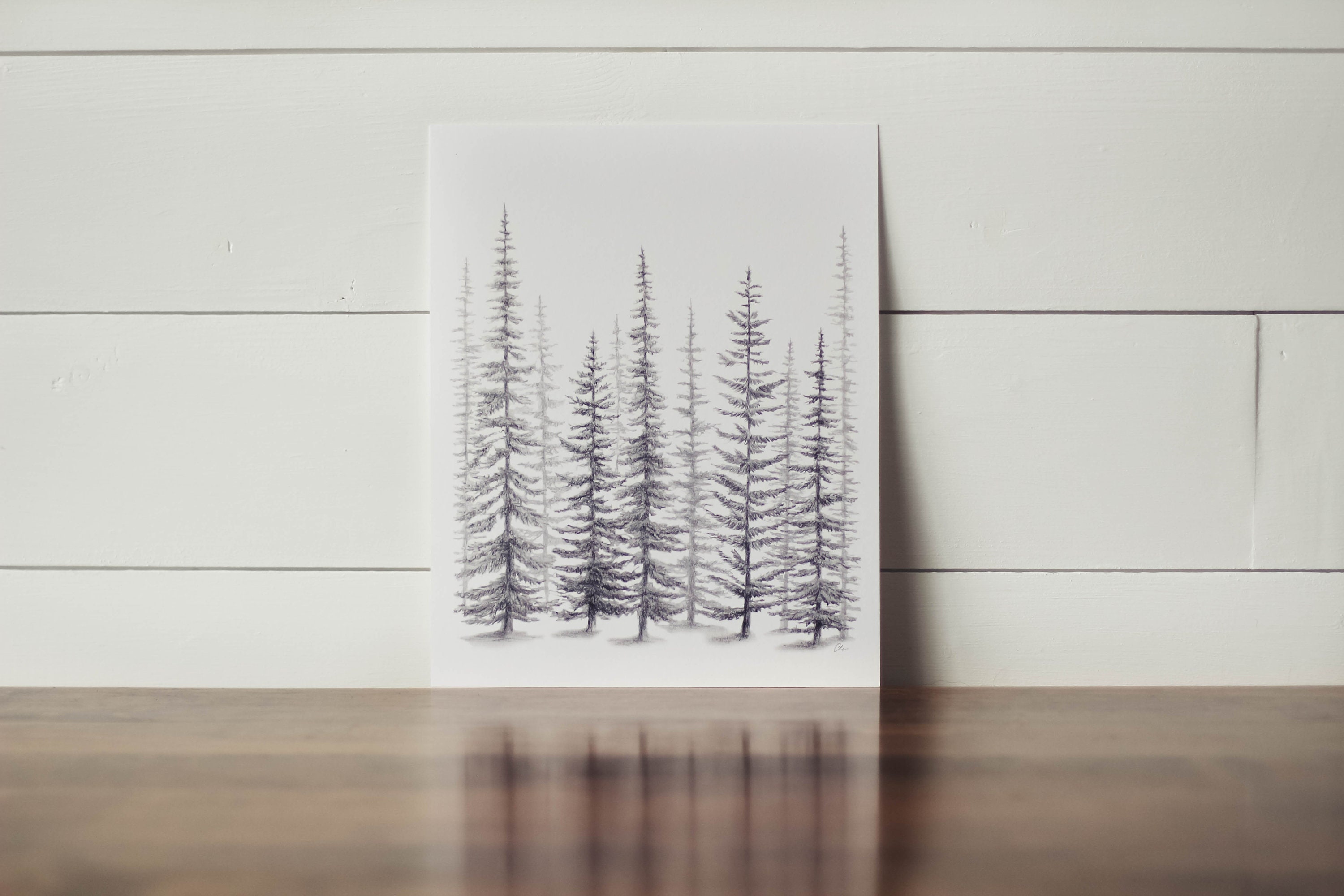 Sketched Pine Trees Print Mountain Decor Pine Tree Print - Etsy
