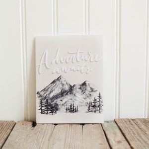 Adventure Awaits Card, Adventure Card, Mountains Card, Note Card ...
