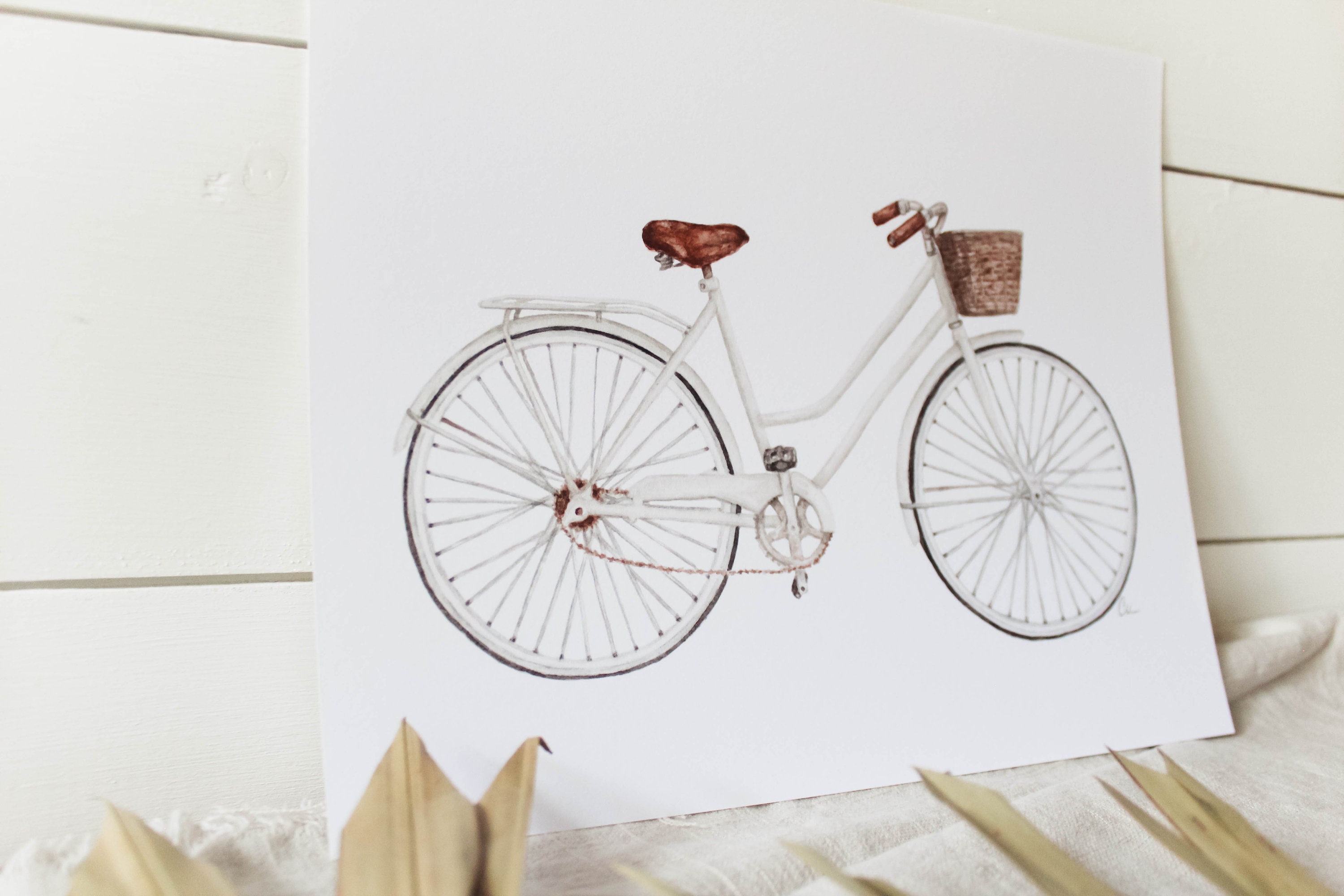 White Bike - Watercolor Print, Bike Print, Cycling Wall Art, Wall Art ...