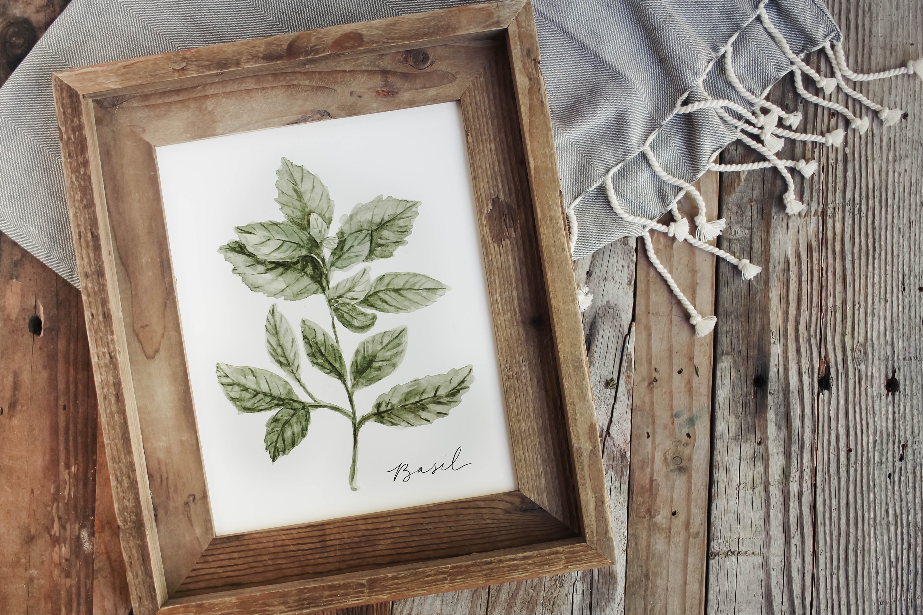 Basil Print Watercolor Basil Painting Herb Print Basil - Etsy