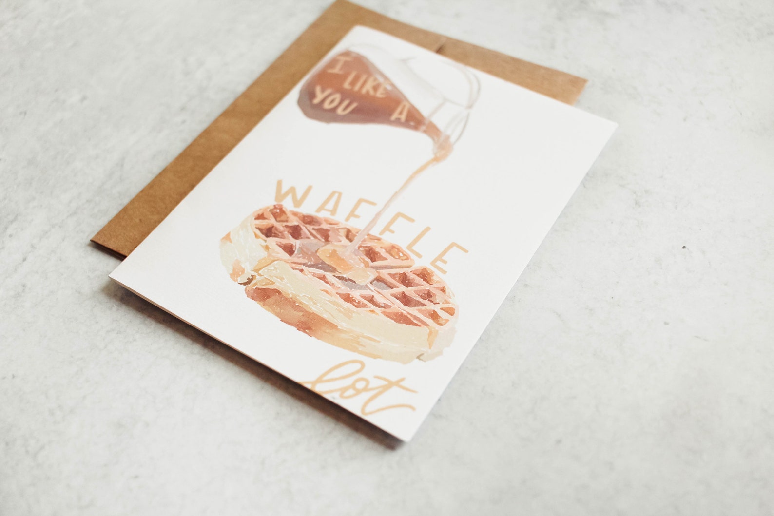 I Like You A Waffle Lot Card Waffle Card Watercolor Card | Etsy
