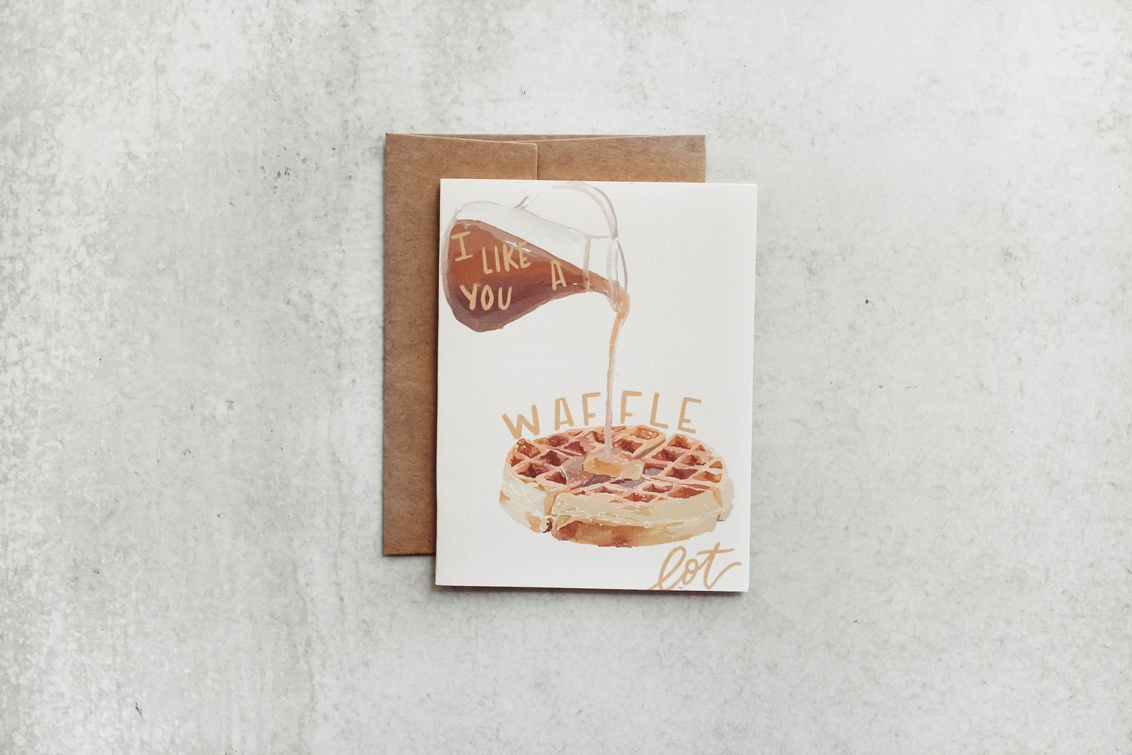 I Like You A Waffle Lot Card Waffle Card Watercolor Card | Etsy