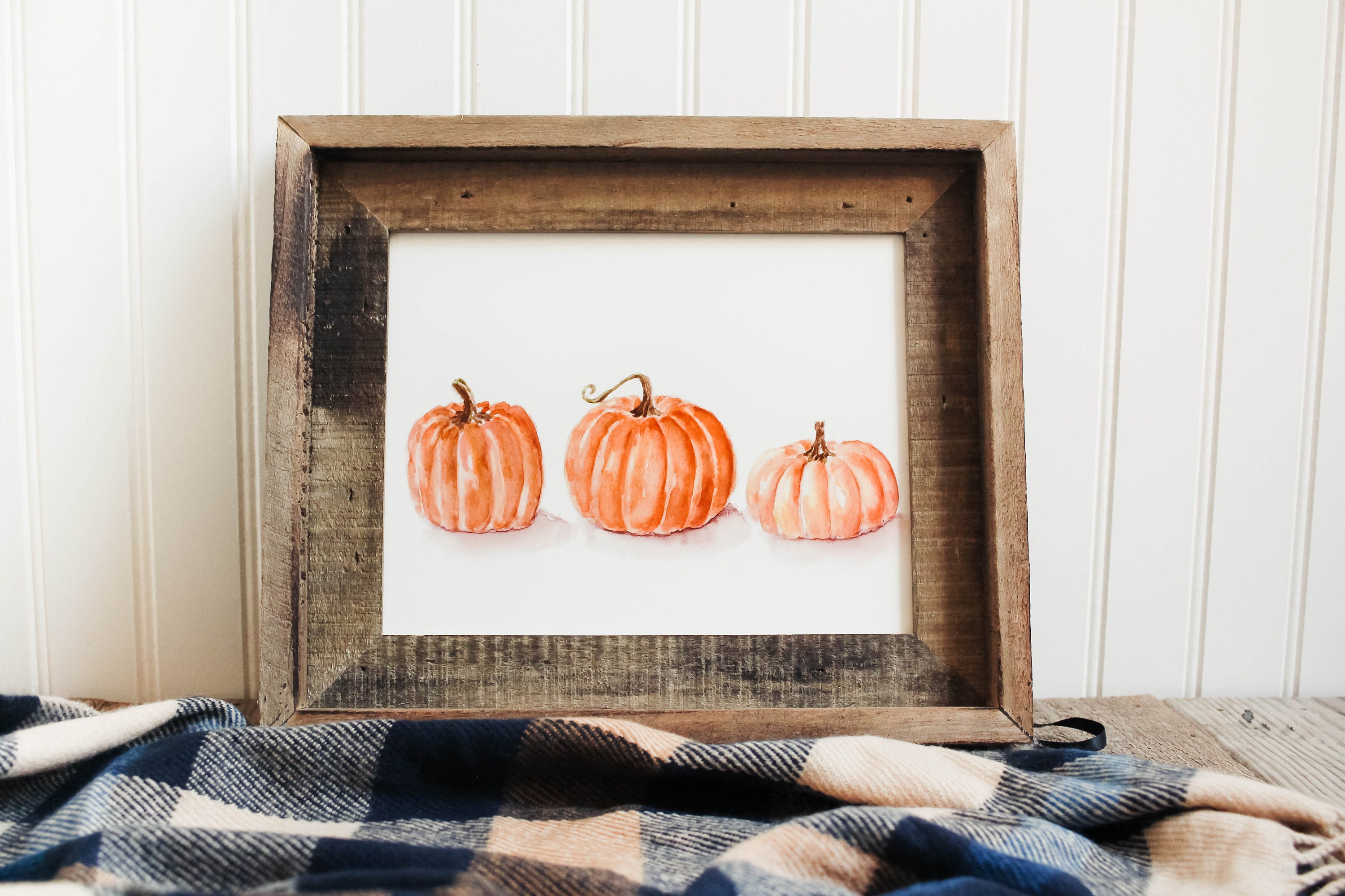 Three Pumpkins Print - Fall Print, Watercolor Pumpkin, Watercolor ...