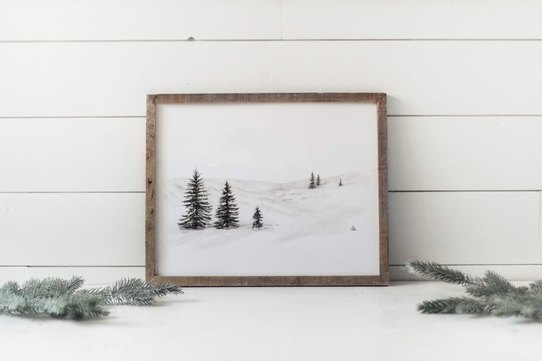 Winter Scene Print Winter Landscape Watercolor Snowy - Etsy