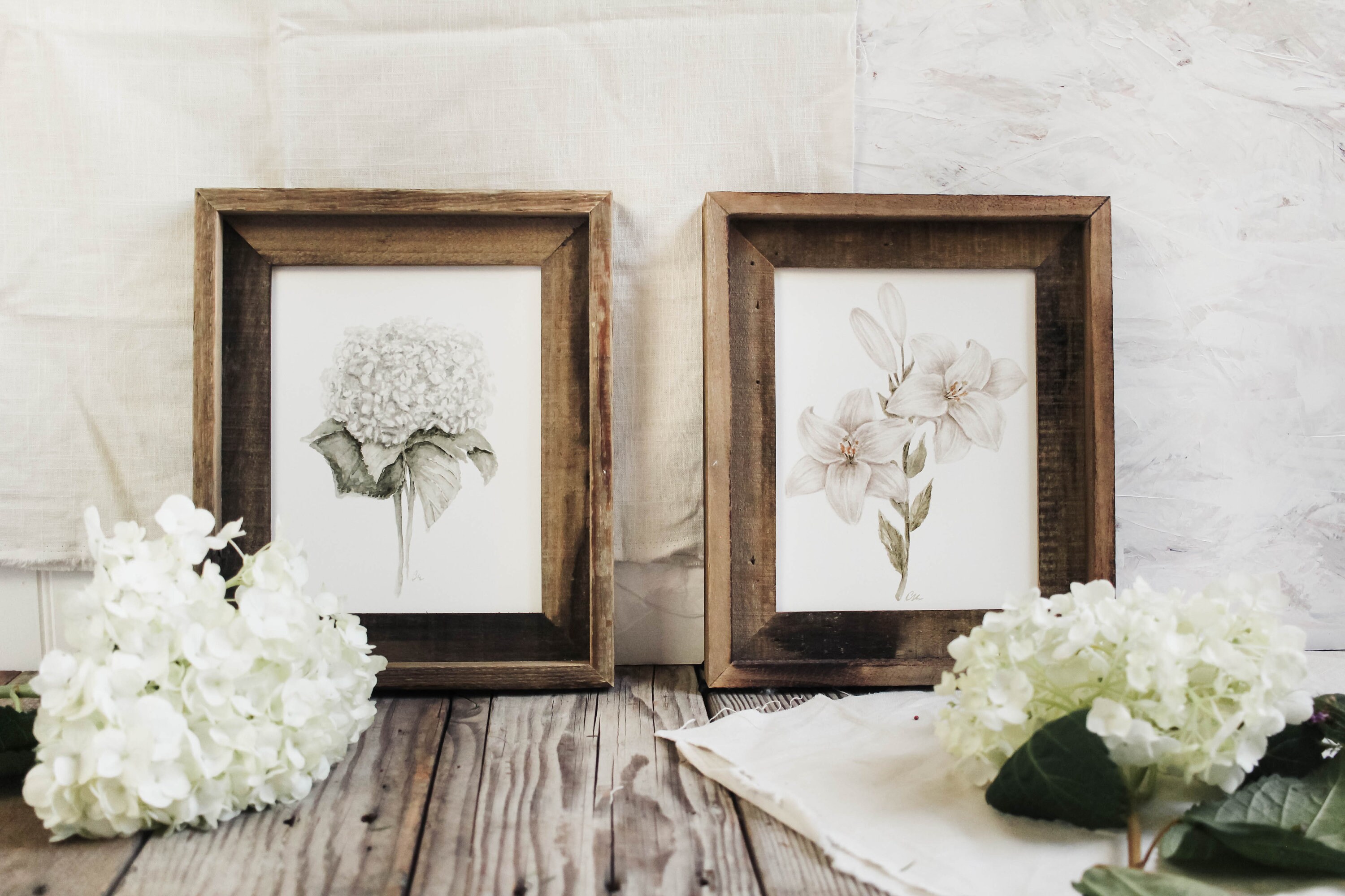 White Hydrangea Print Watercolor Flower Watercolor - Etsy