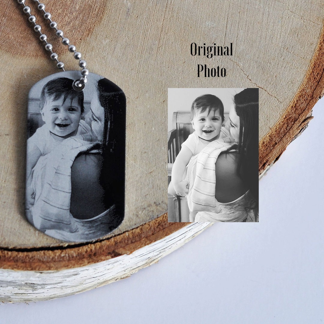 Photo Dog Tag Necklace Picture Personalized Custom Gift for Him Her ...