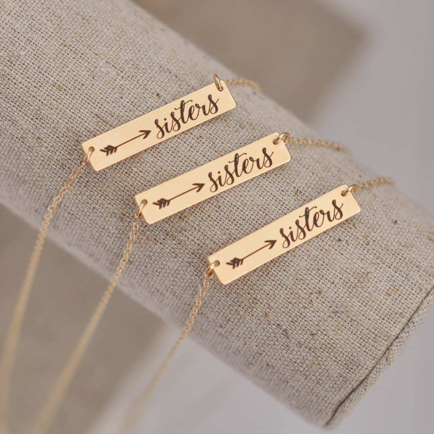 Sister 14k Gold Filled Bar Necklace Gift for Sisters - Etsy