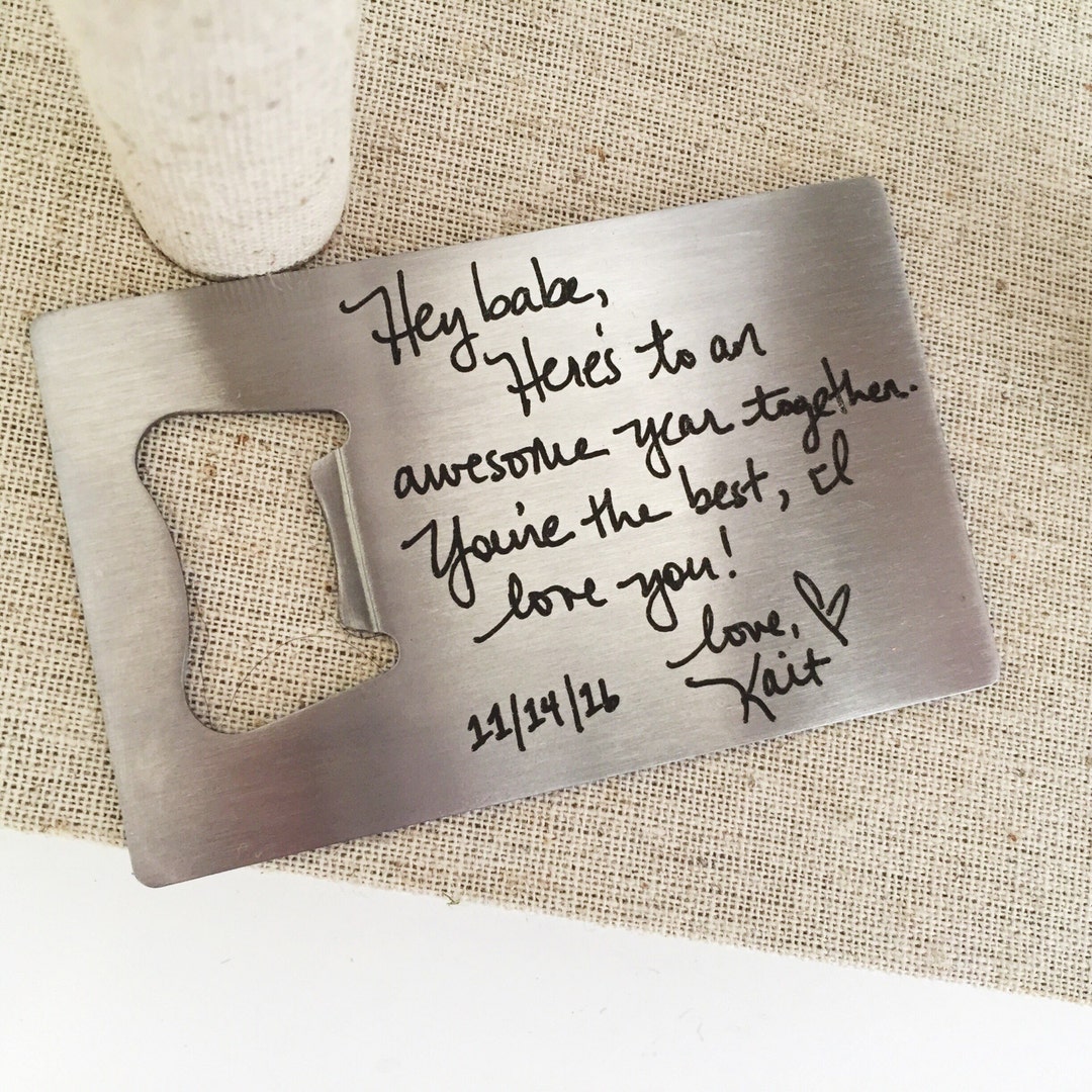 Personalized Wallet Card Bottle Opener Custom Handwriting Gift for ...