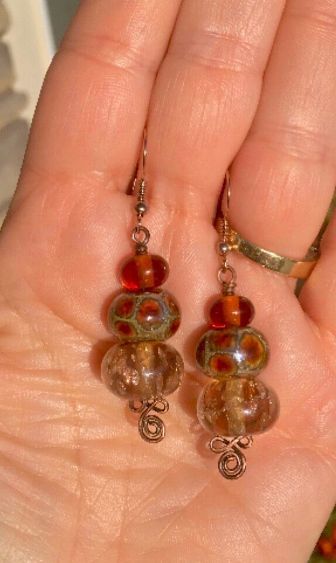 Quad Copper, Artisan Glass Copper Color Beads, Artisan Glass Bead ...