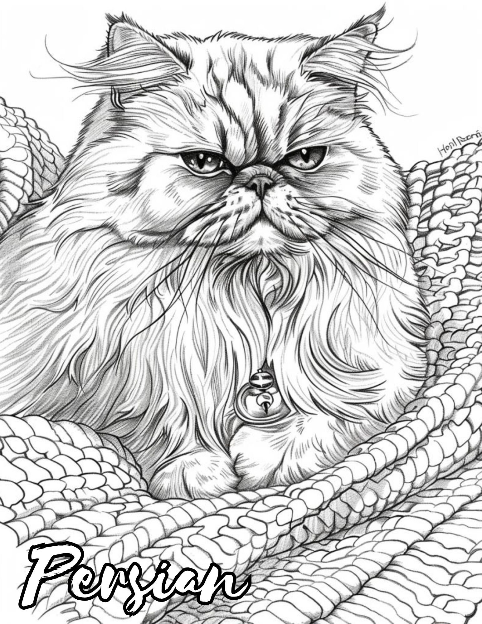 Cat Breed Coloring Pages: Detailed Designs for Adults & Teens (digital ...