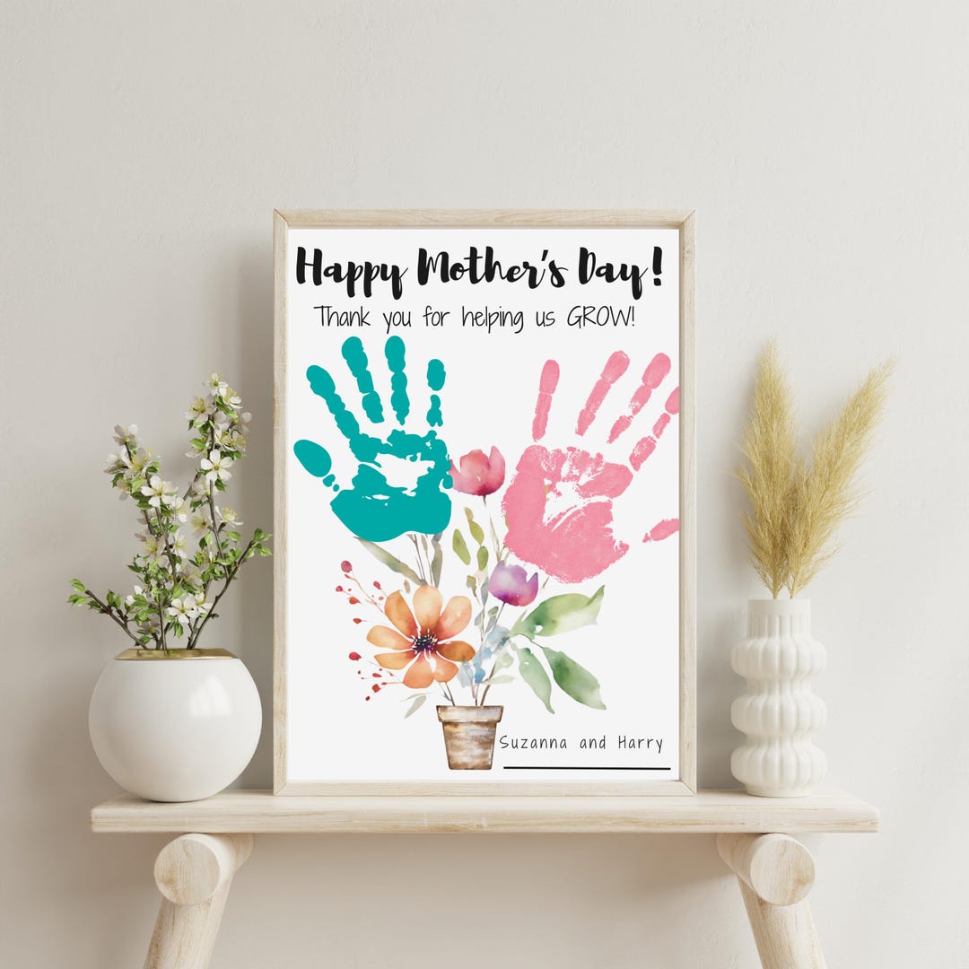 Flower Handprint Art, DIY Mother's Day Gift (PDF Download) - Etsy