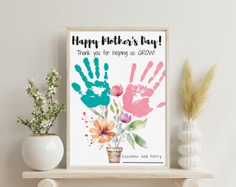 Personalized Mother’s Day Handprint Art Flower With Kids’ Names ...