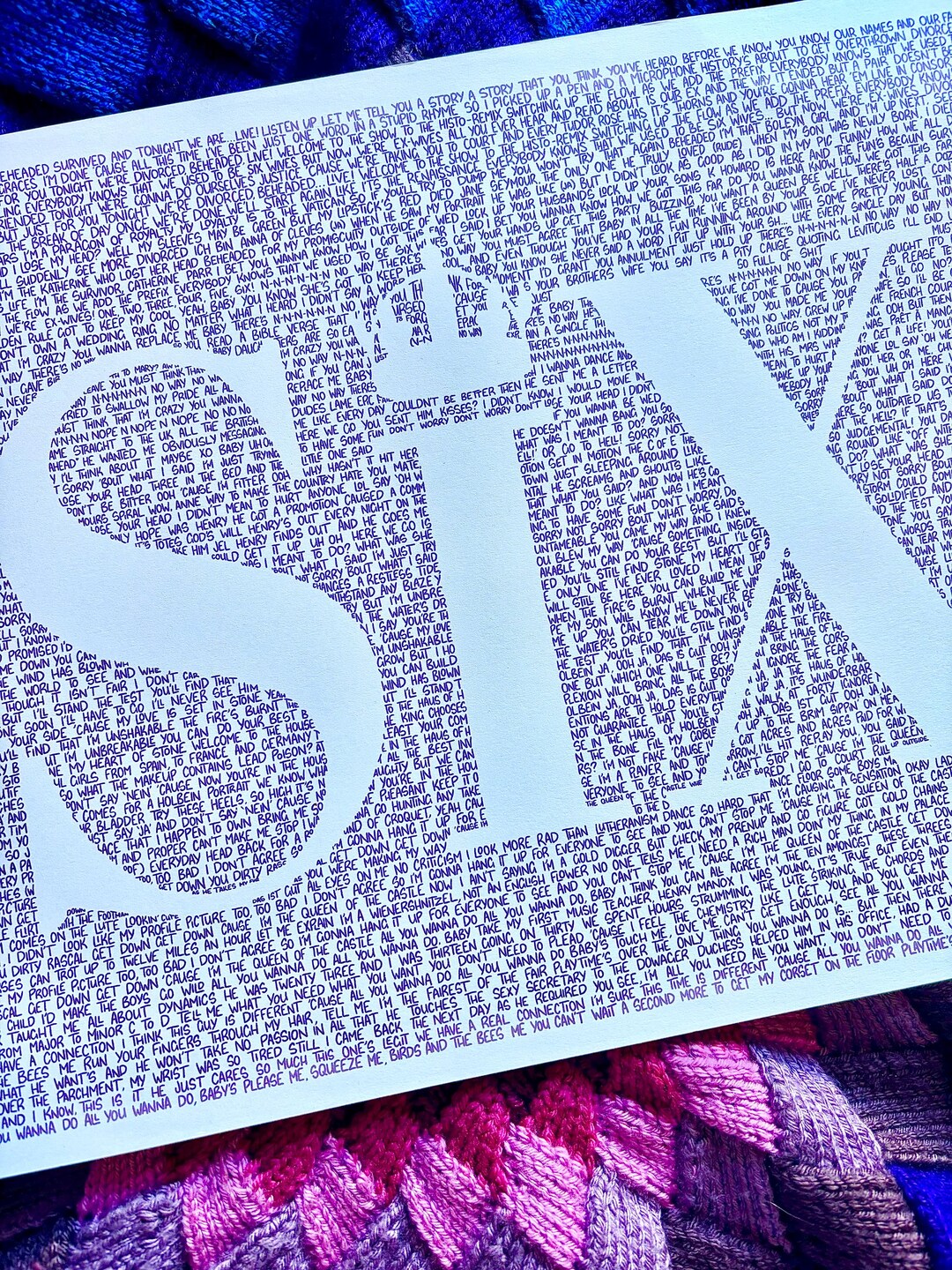 Six the Musical Inspired Lyric Poster - Etsy UK