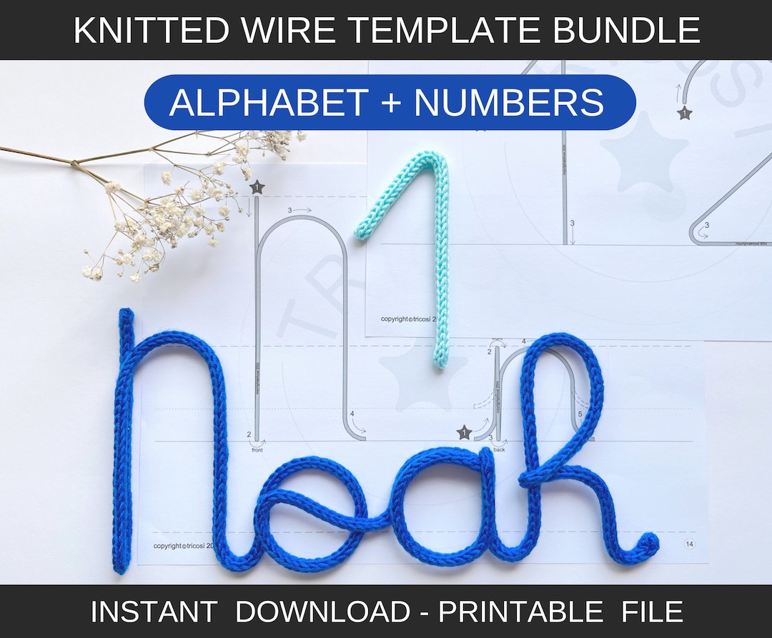 Pack of Alphabet Templates + Numbers for Knitted Yarn Art, Knitted ...