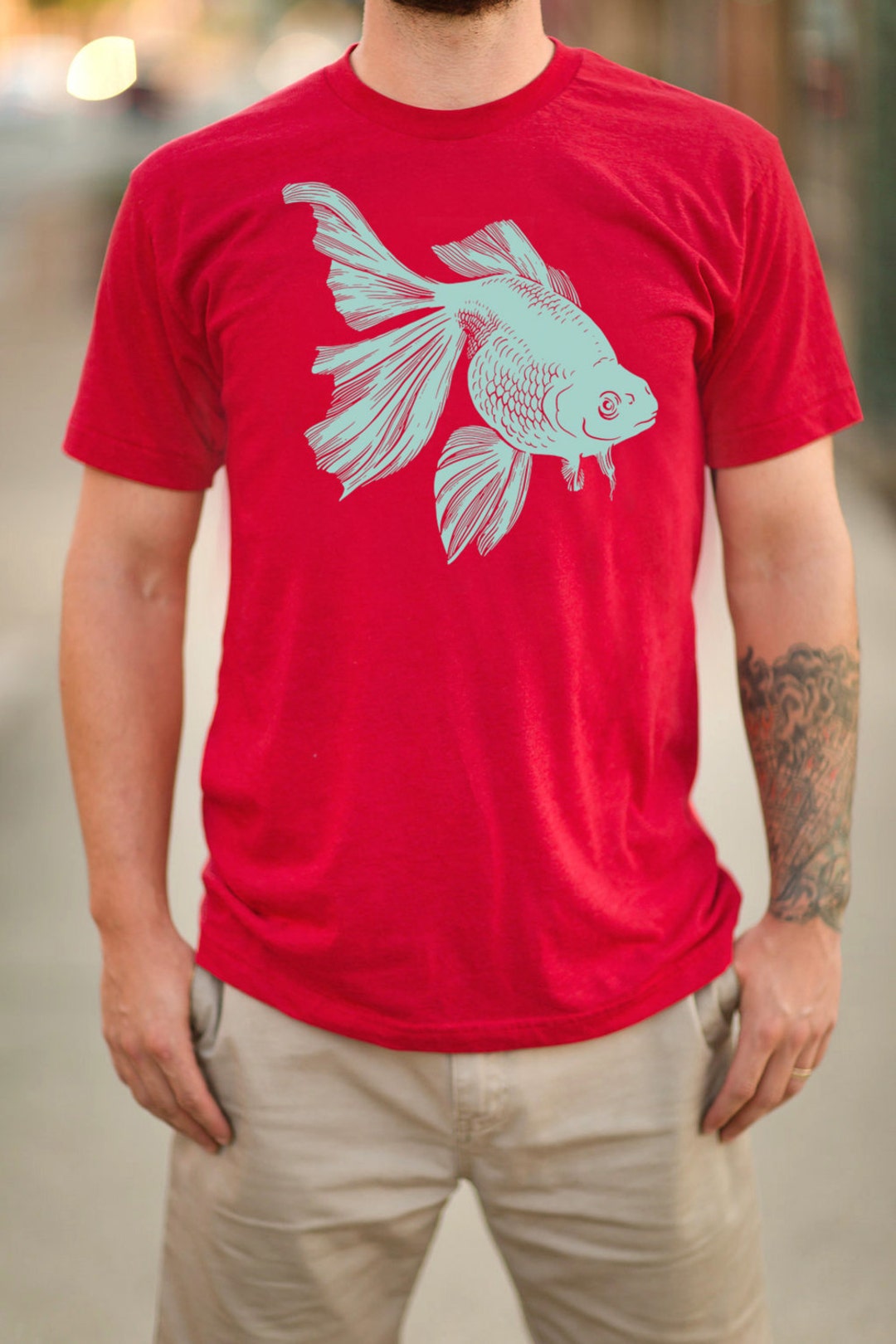 Goldfish T Shirt - Fish Tee - Swimming Fish Tee - Goldfish Pet Tee ...