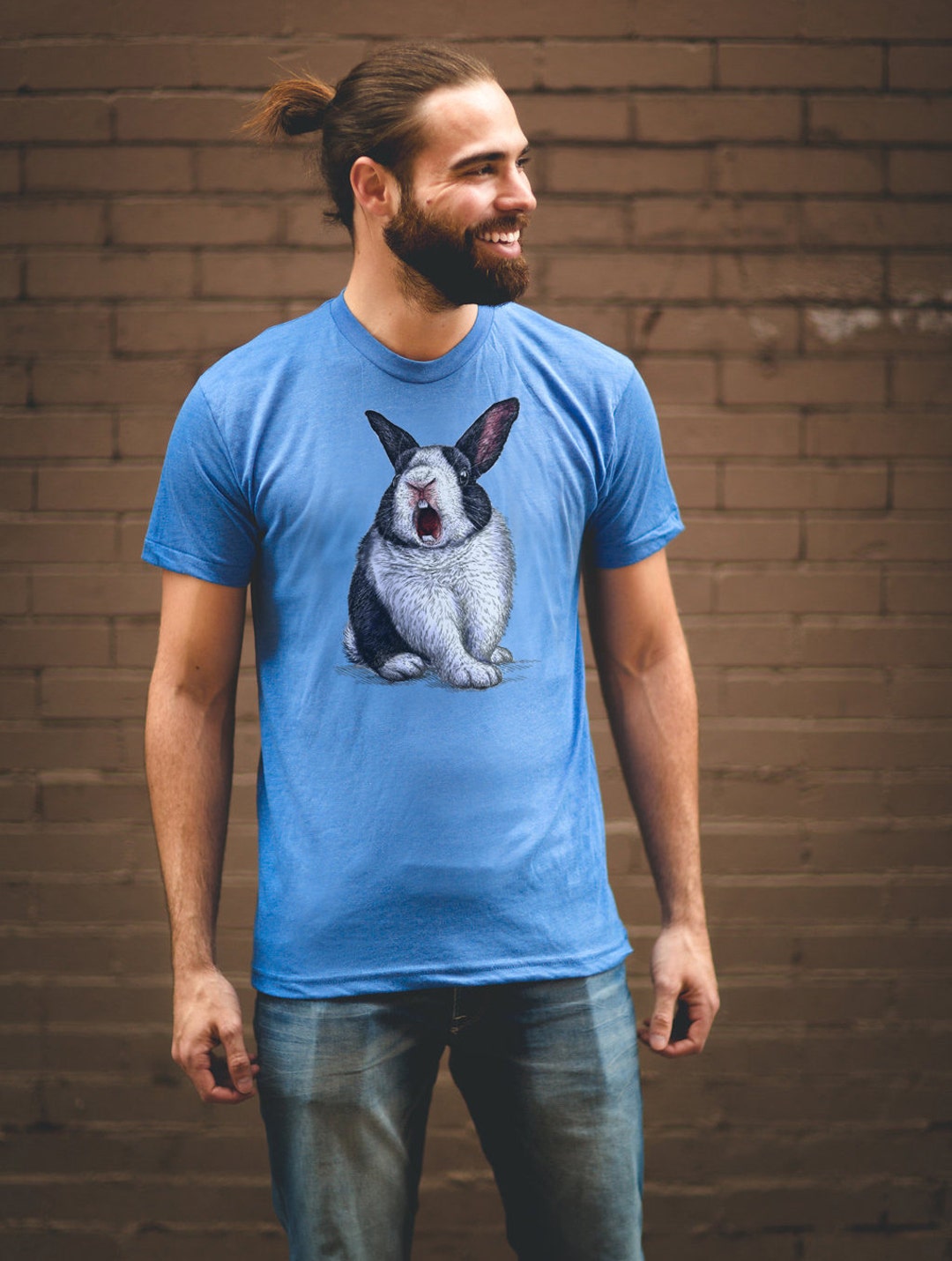 Fierce Bunny T Shirt Ferocious Rabbit Tee Growling Bunny Rabbit Shirt ...