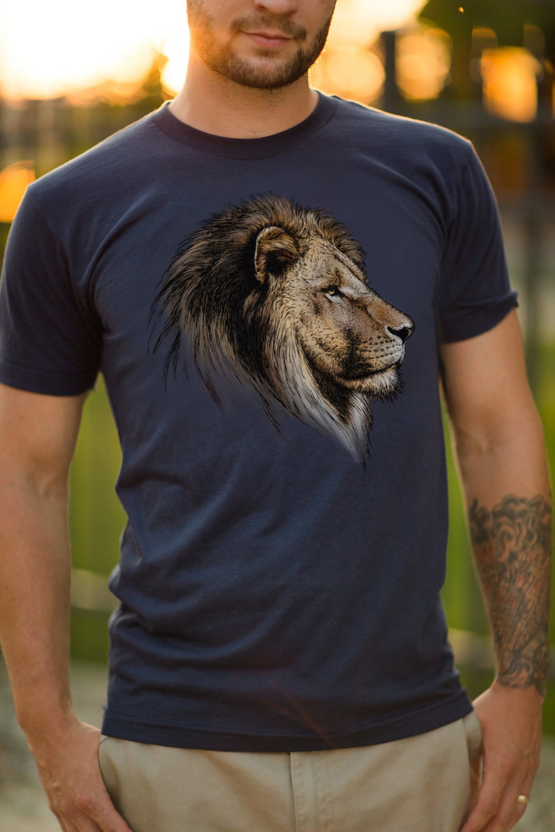 Lion T Shirt - Lion Head T Shirt - Lionhead Tee - African Lion Shirt ...