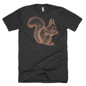 Fun Squirrel Art T Shirt - Hand Drawn Squirrel Tee - Unique Squirrel ...