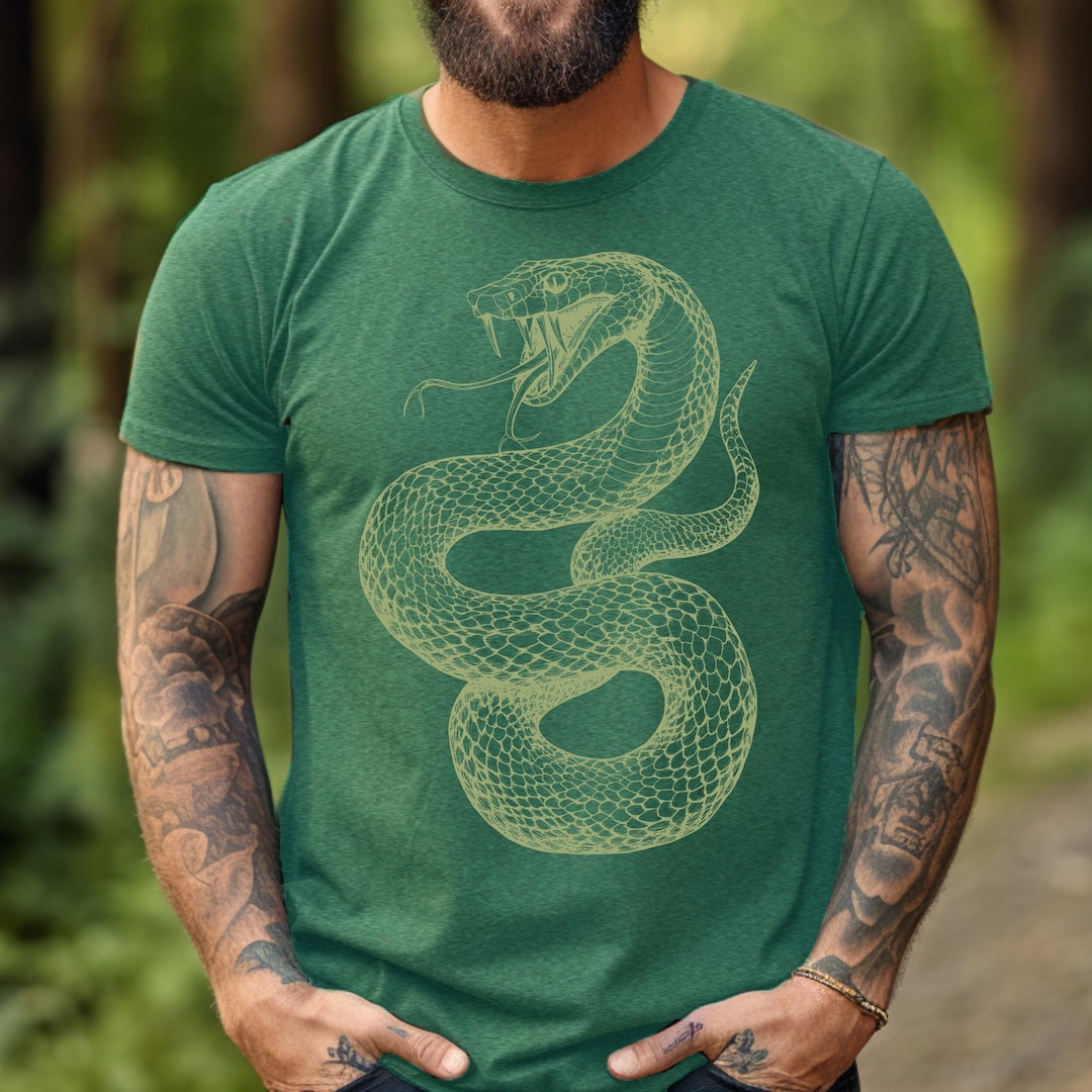 Snake With Fangs Tshirt, Snake Curled up Shirt, Graphic Snake Shirt - Etsy