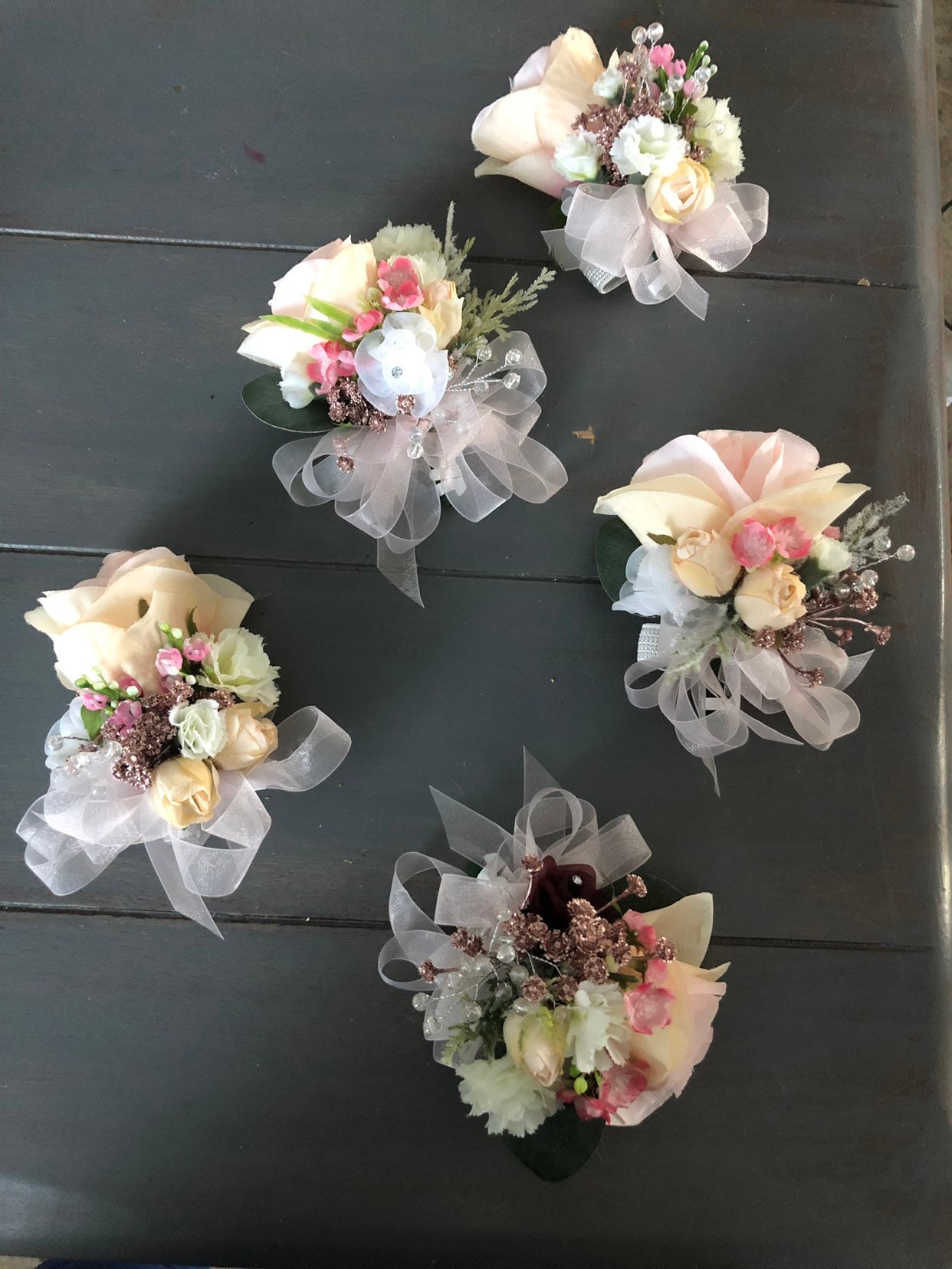 Blush wristlets dusty rose soft pink mothers corsages | Etsy