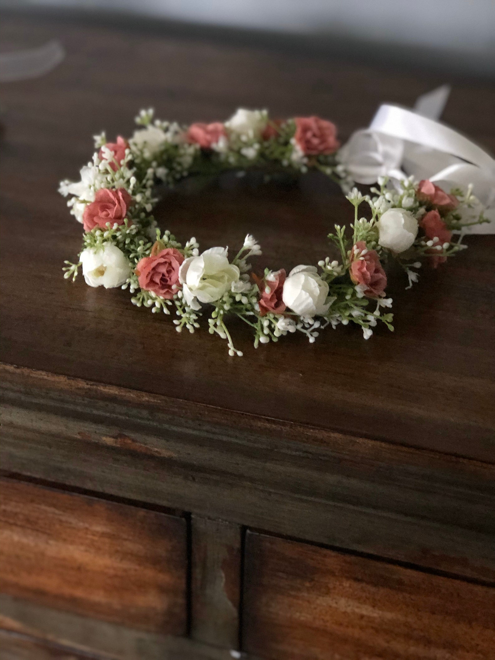 Floral Halo Flower Girl Crown Dusty Rose Halo Flower Crown - Etsy