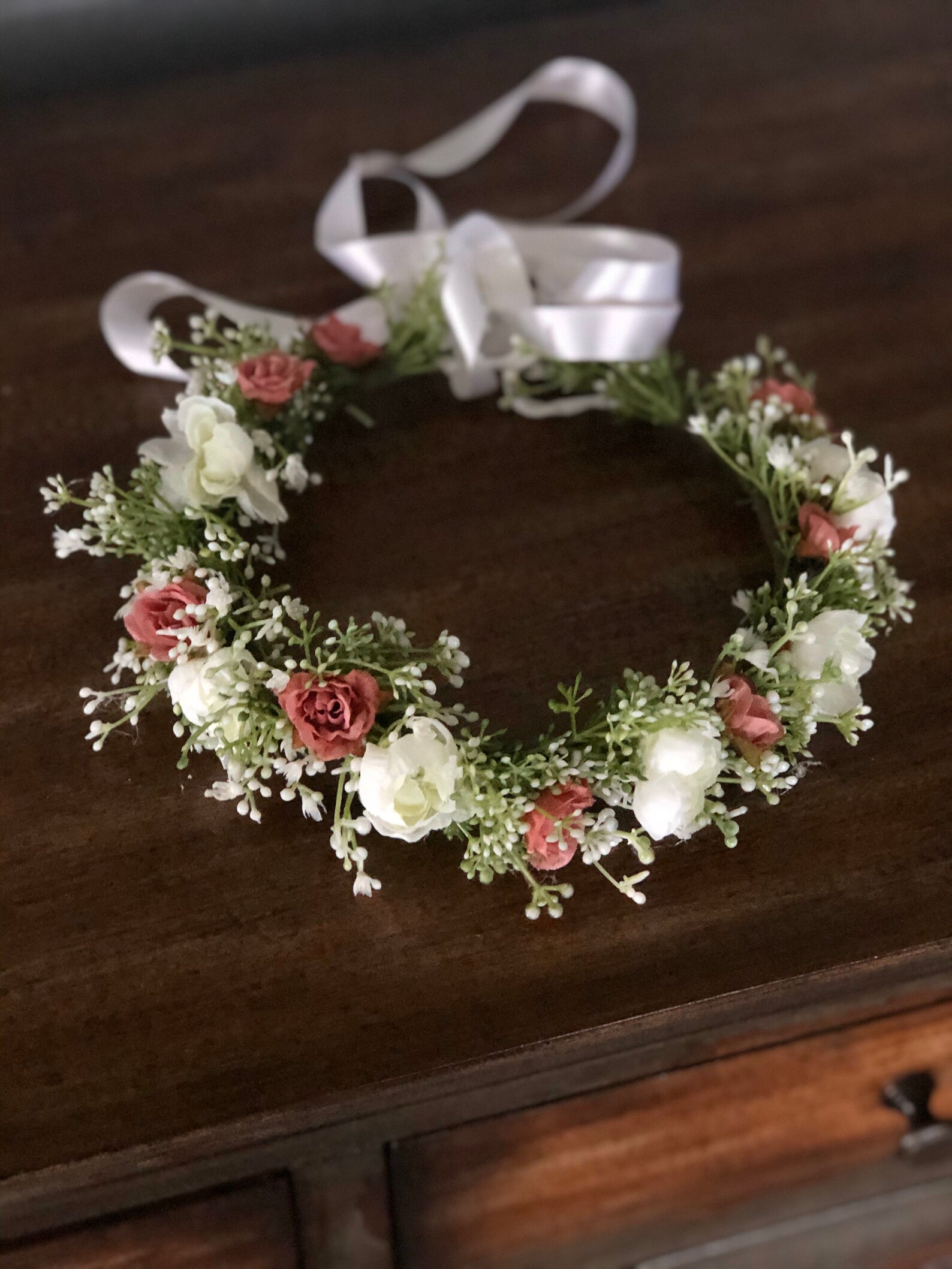 Floral Halo Flower Girl Crown Dusty Rose Halo Flower Crown | Etsy