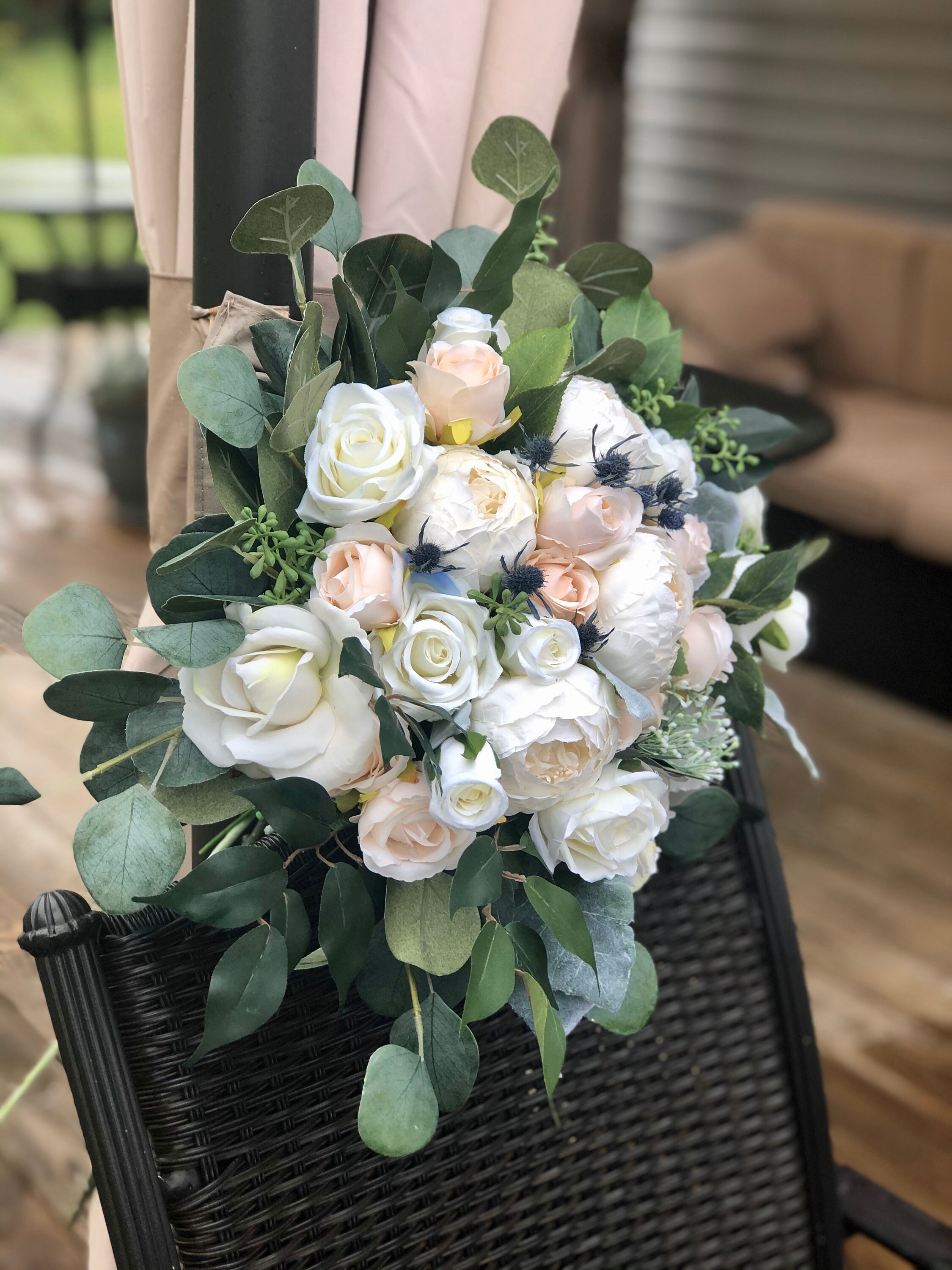 Blush Bridal Bouquet Large Bridal Bouquet Blue BOUQUET Blue | Etsy