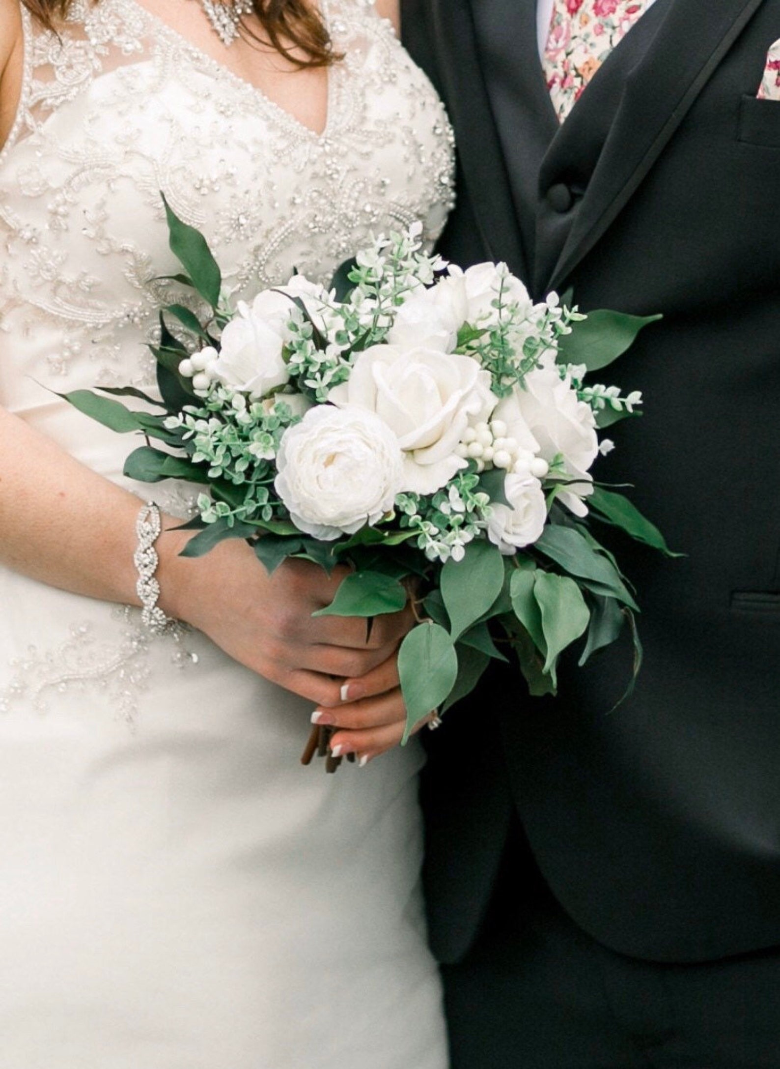 Bridal Bouquet Greenery Brides Bouquet Greenery and White - Etsy