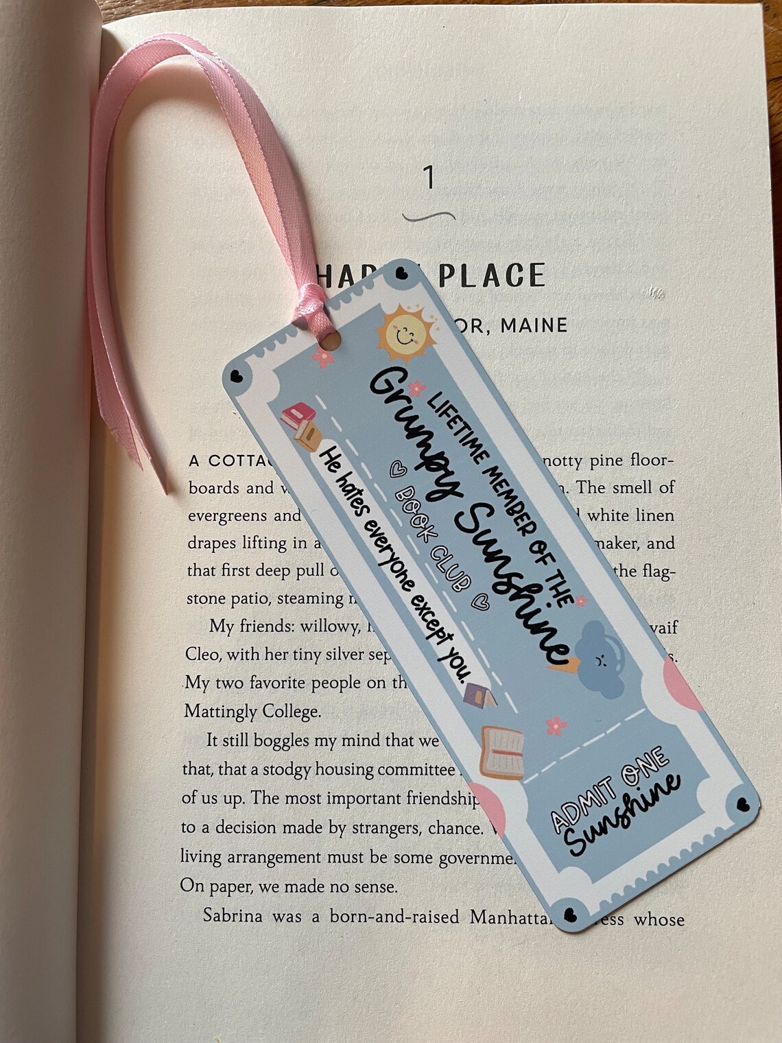 Grumpy Sunshine Book Club Bookmark Grumpy Sunshine Bookmark Cute ...