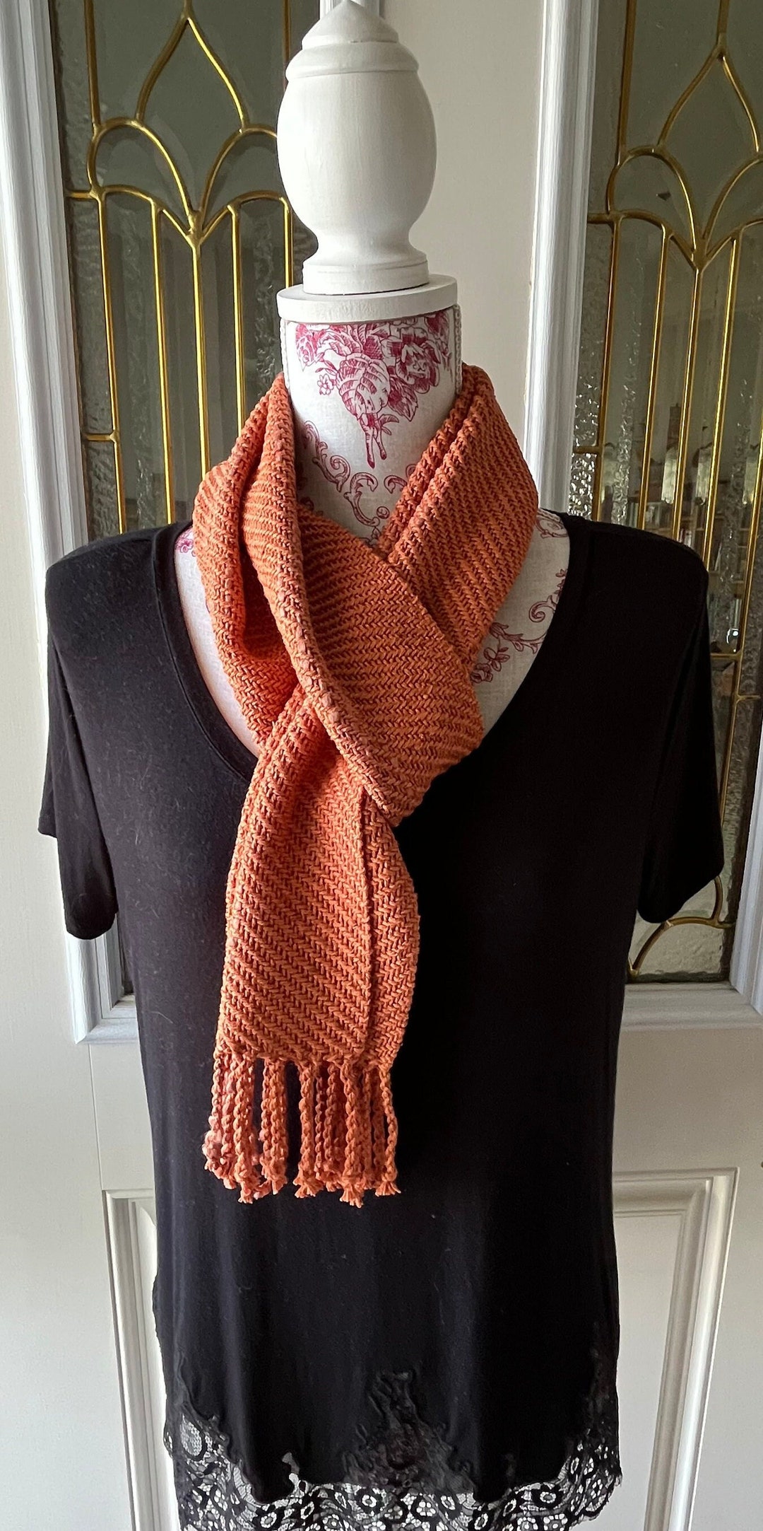 Handwoven Terracotta Scarf, All Seasons Cotton-linen Blend Scarf - Etsy