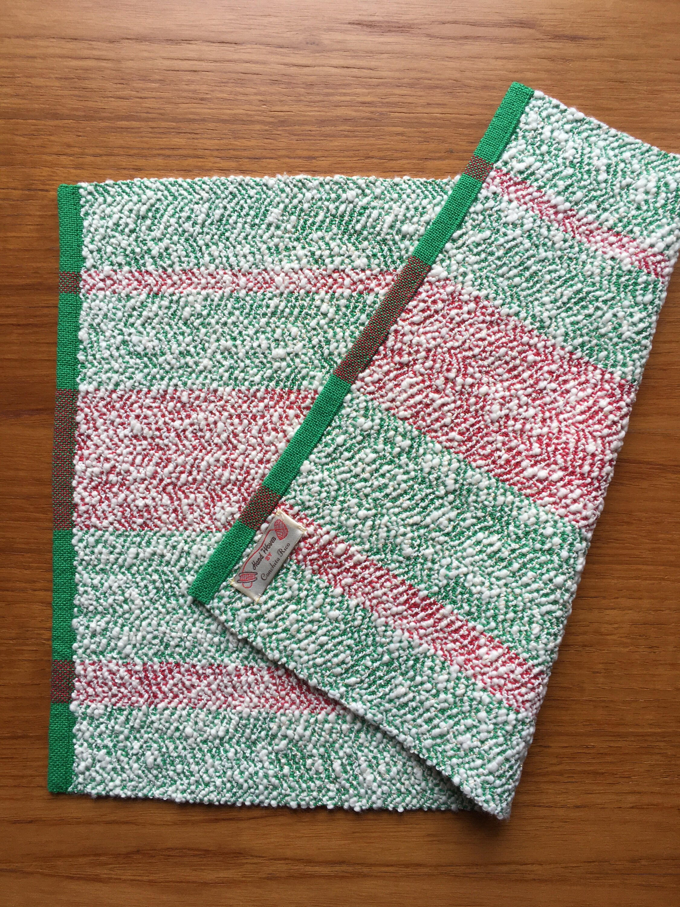 White Red and Green Handwoven Placemats, Set of 6 Christmas Placemats ...