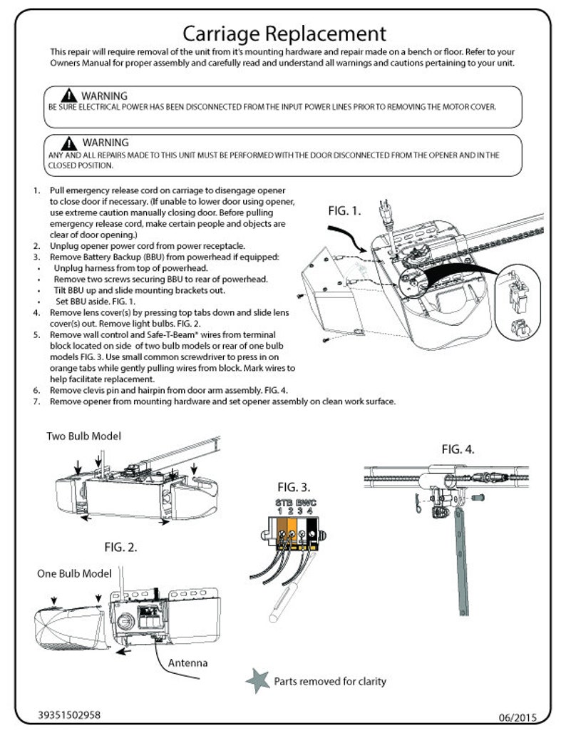 Genie Replacement Belt Chain Drive Carriage Assembly 38893R.S Trolley ...