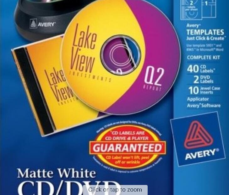 Avery Matte Film DVD Labeling System 8965 Brand New Sealed 2003 Perfect ...
