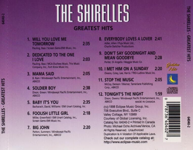 The Shirelles Greatest Hits CD Brand New Still Sealed in the Shrink ...